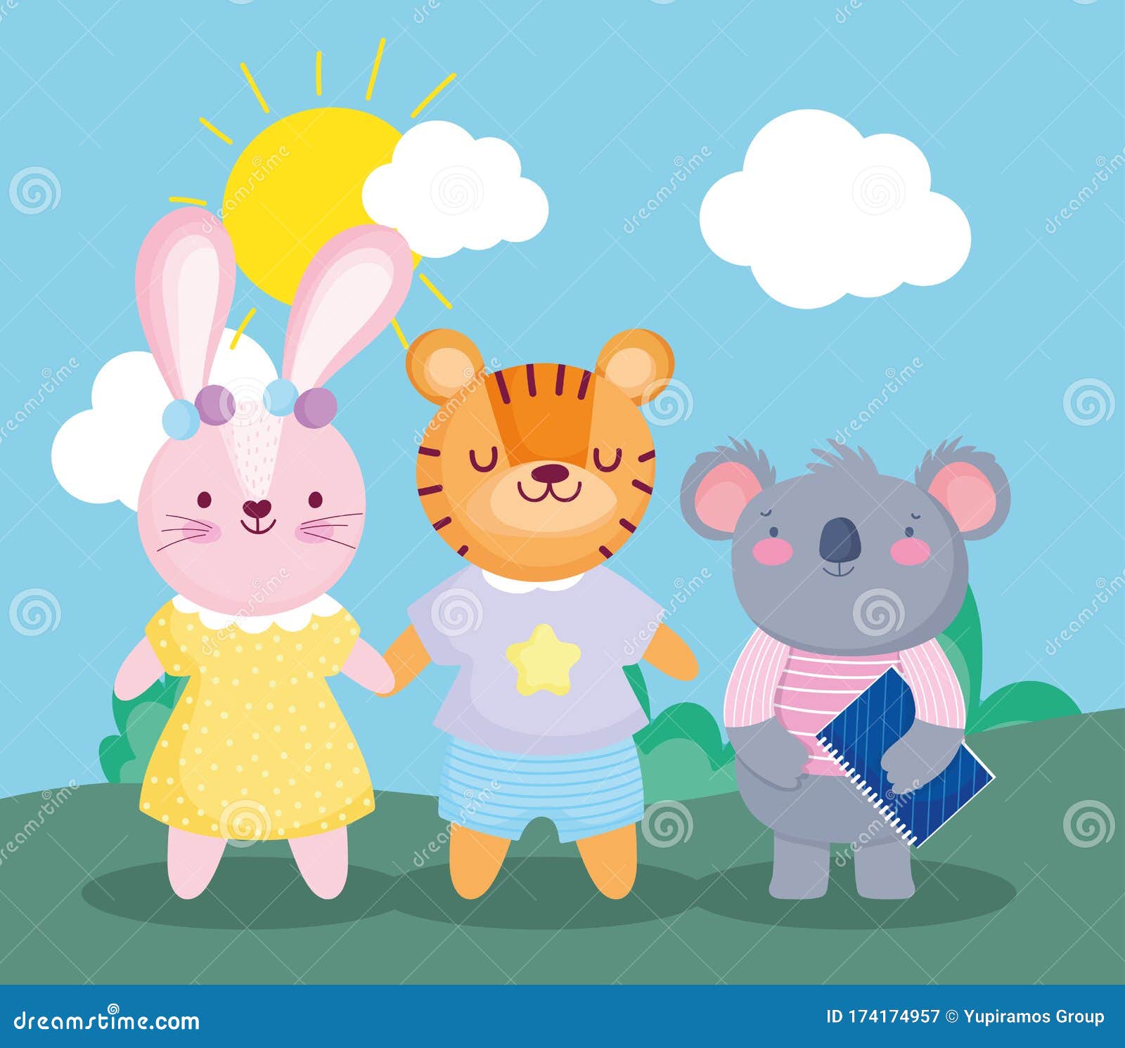 Tiger Cub In Rabbit Mask With Candy Stock Illustration | CartoonDealer ...