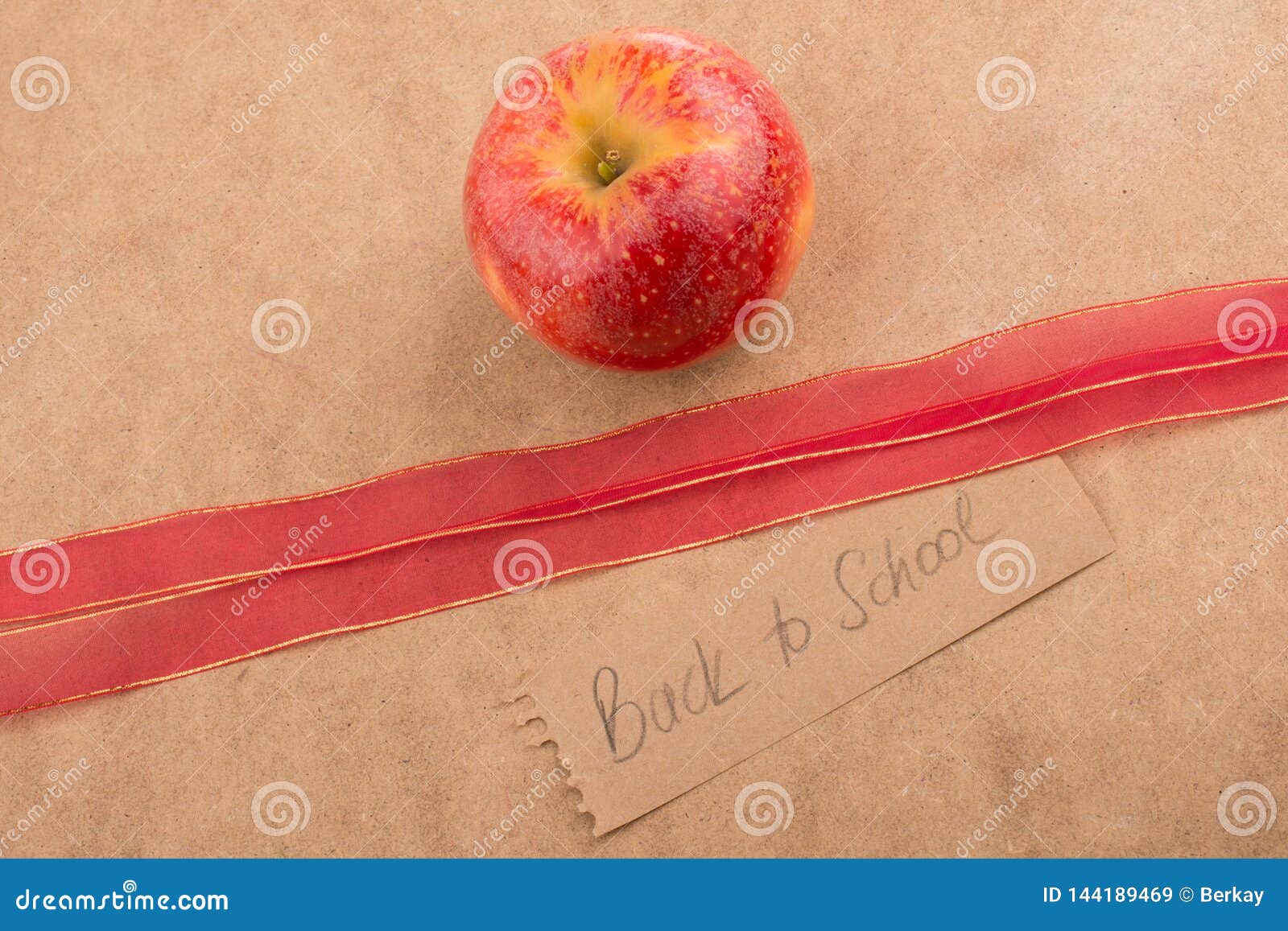 Back To School Lettering with Apple and a Ribbon Stock Image - Image of ...