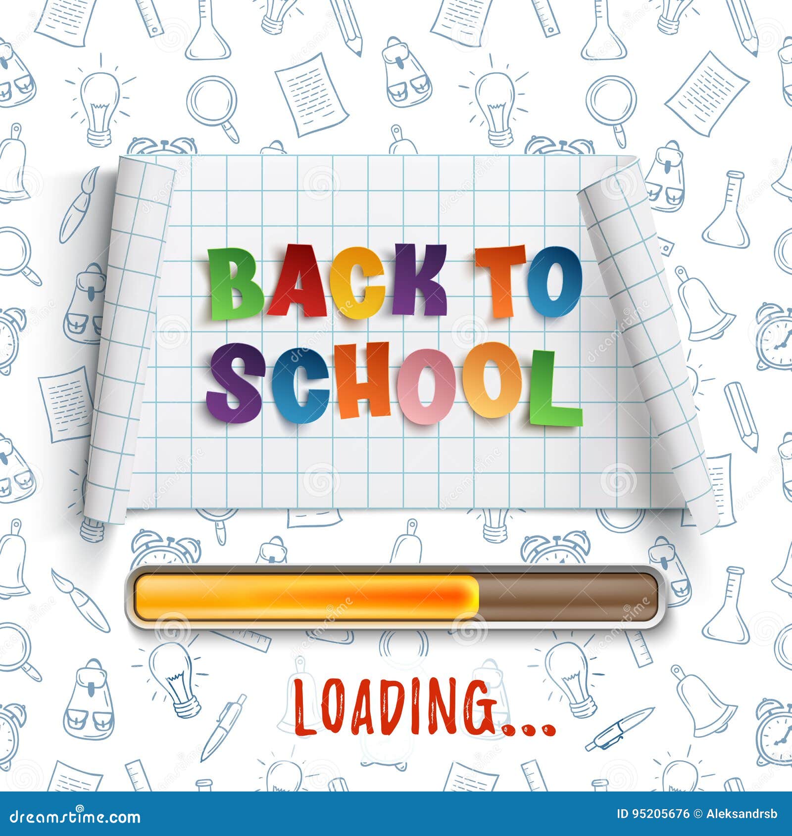 Back To School Loading Curved Banner. Stock Vector - Illustration of ...
