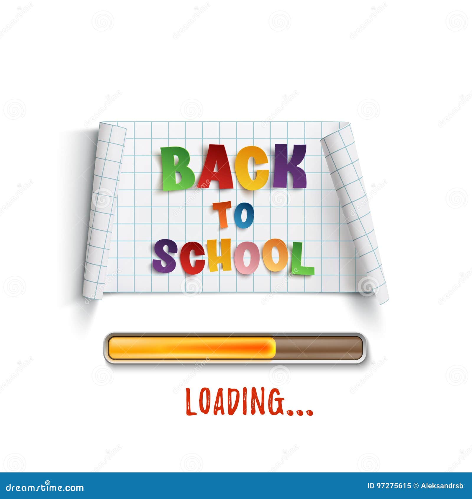 Back To School Loading Curved Paper Banner. Stock Vector - Illustration ...