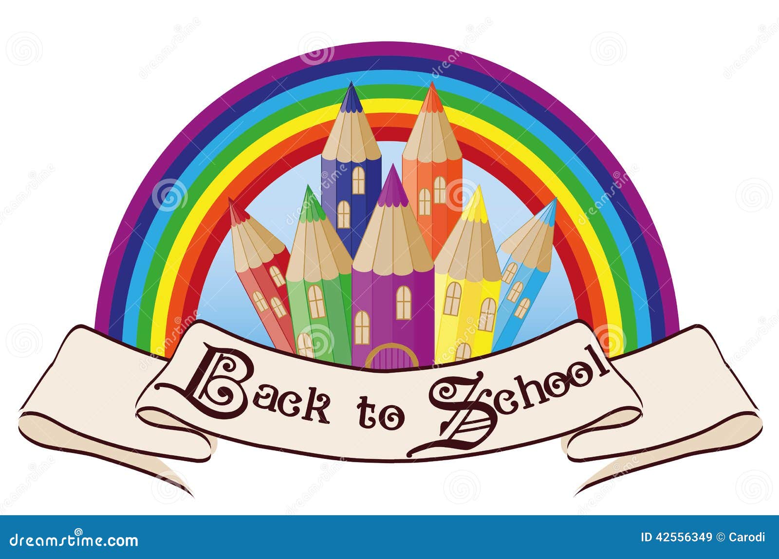 Back To School Magic Rainbow School Castle Stock Vector - Illustration ...