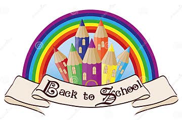 Back To School Magic Rainbow School Castle Stock Vector - Illustration ...