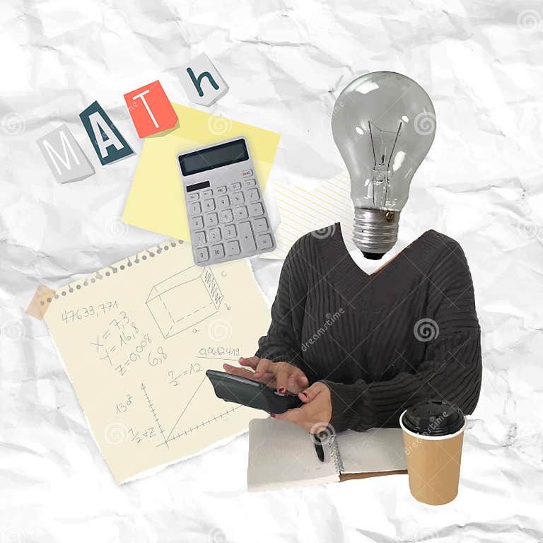 Back To School Math Collage with Calculator and Study Notes, Vector ...
