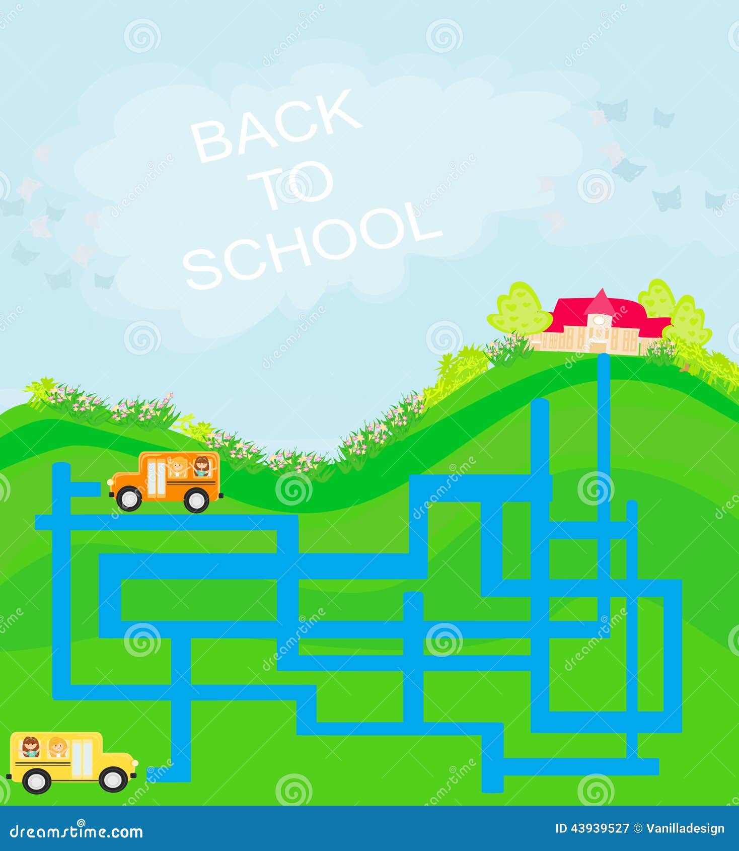 Back to school - maze stock vector. Illustration of field - 43939527
