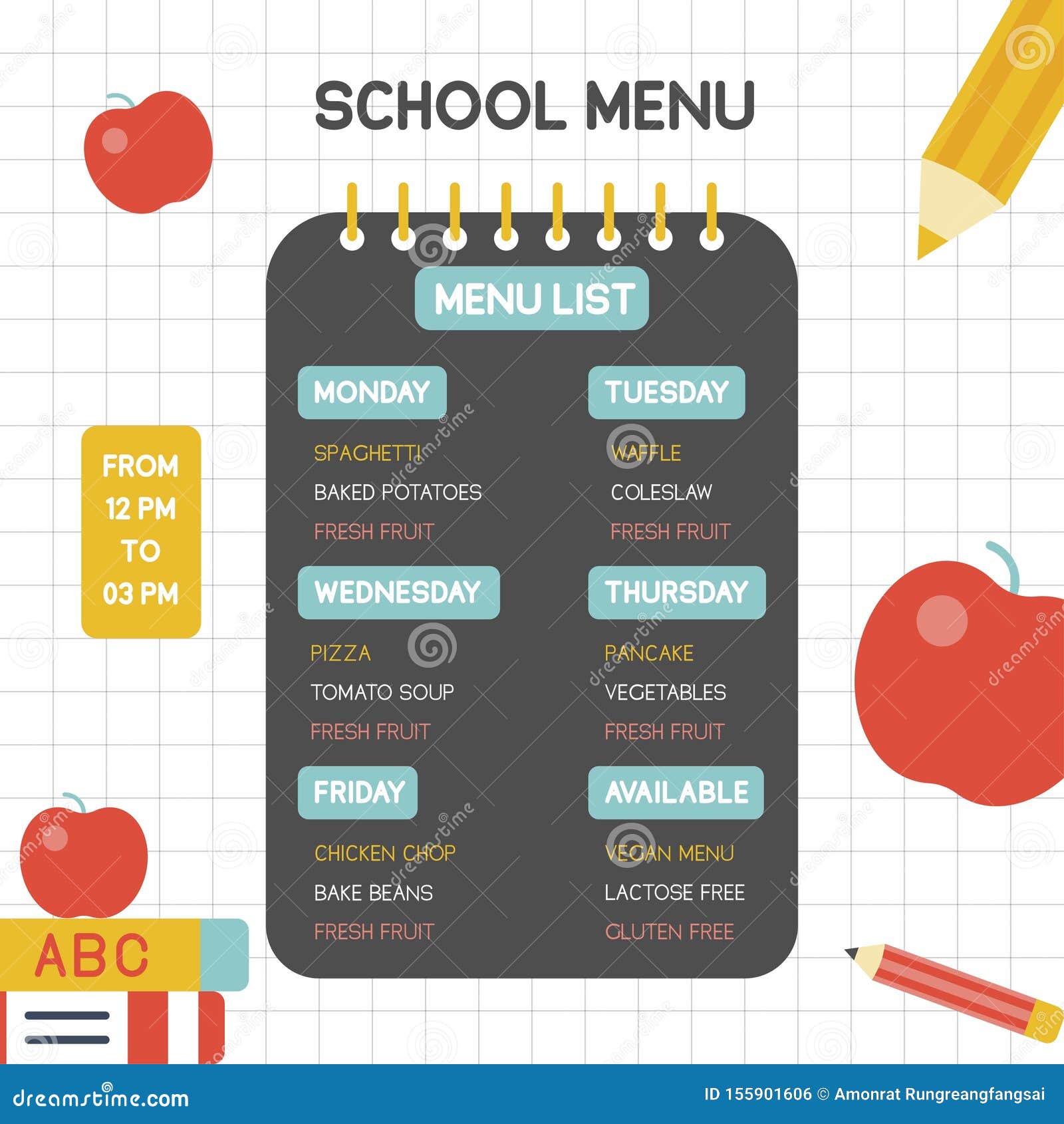 Back To School, School Menu Poster Template Stock Vector - Illustration ...