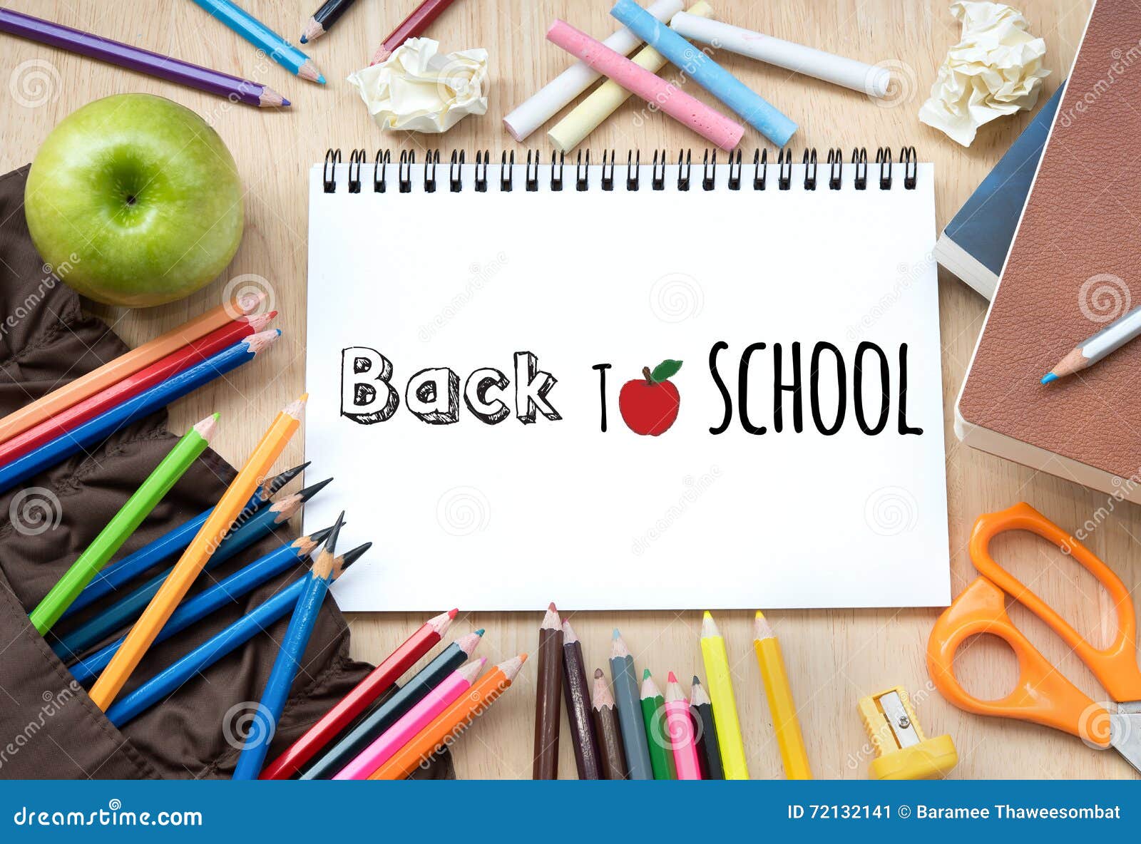 Back To School on Note Paper Stock Image - Image of crayon, binder ...
