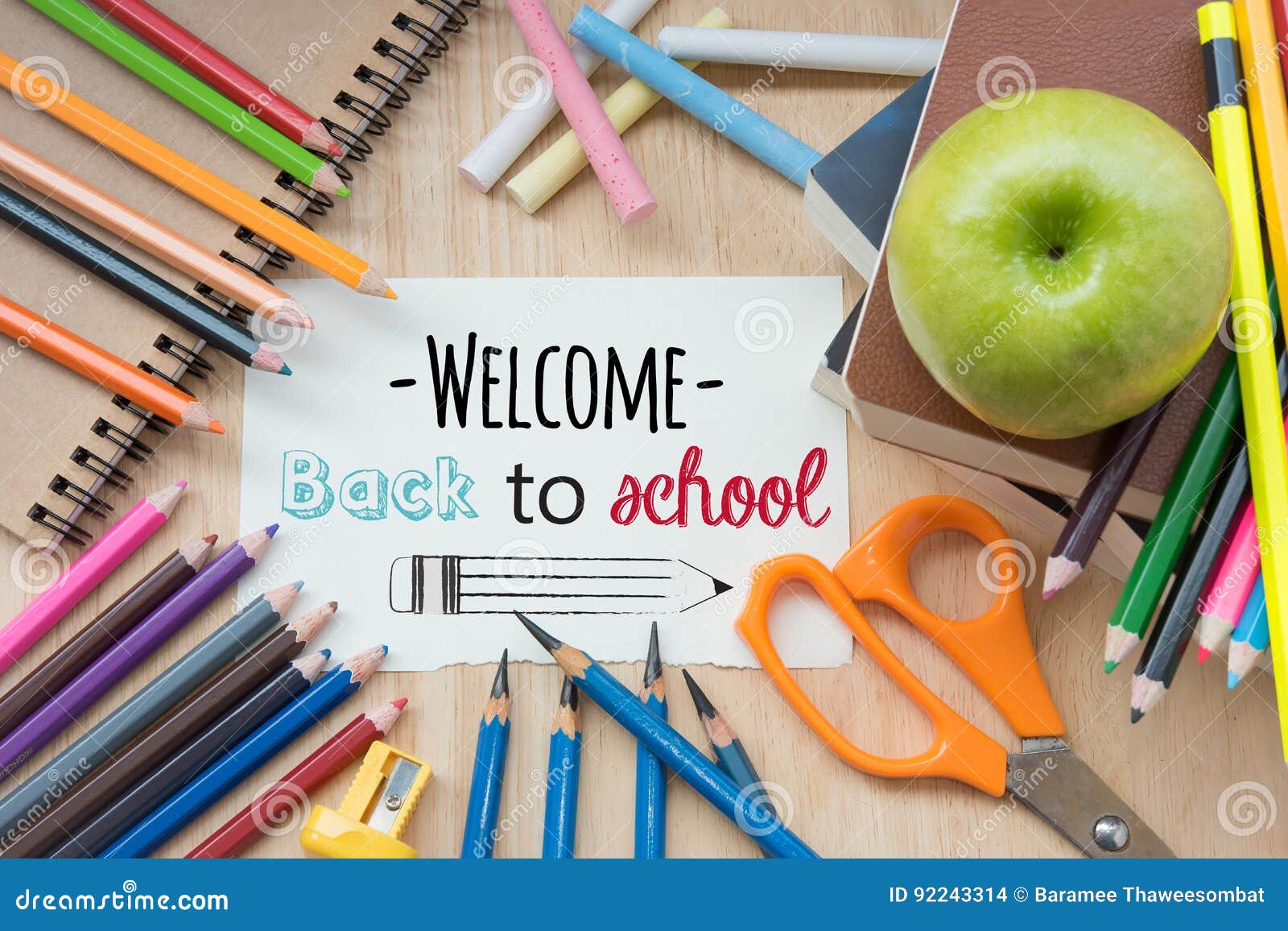 `Back To School` on Note Paper about with Education Stock Photo - Image ...