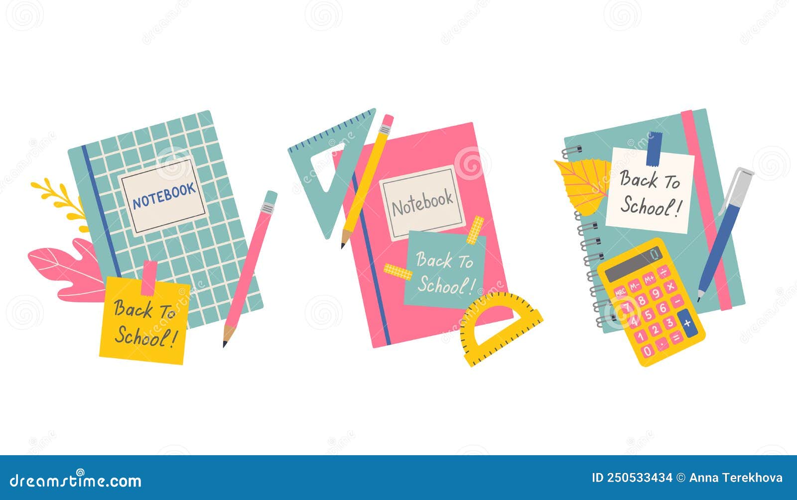 Back To School Notebook Set Vector Illustration Stock Vector ...