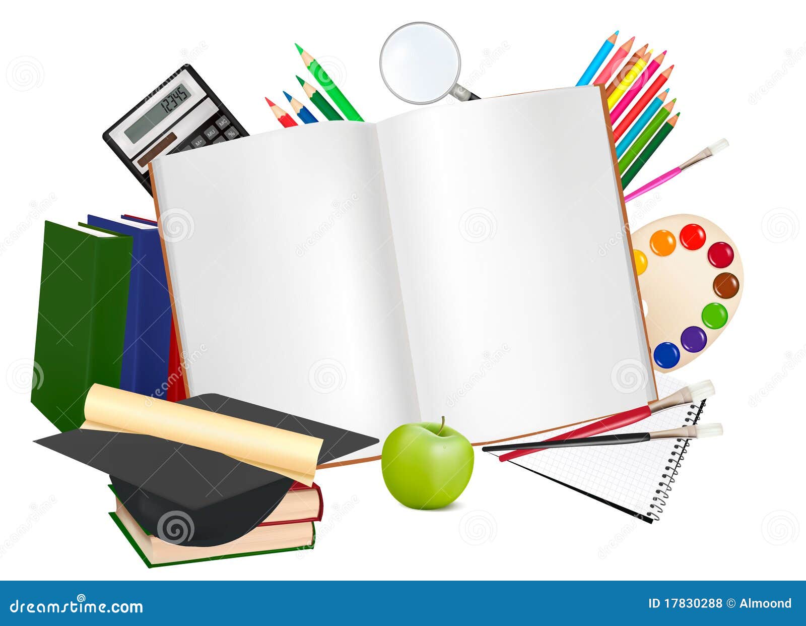 Back To School. Notepad with School Supplies Stock Vector ...