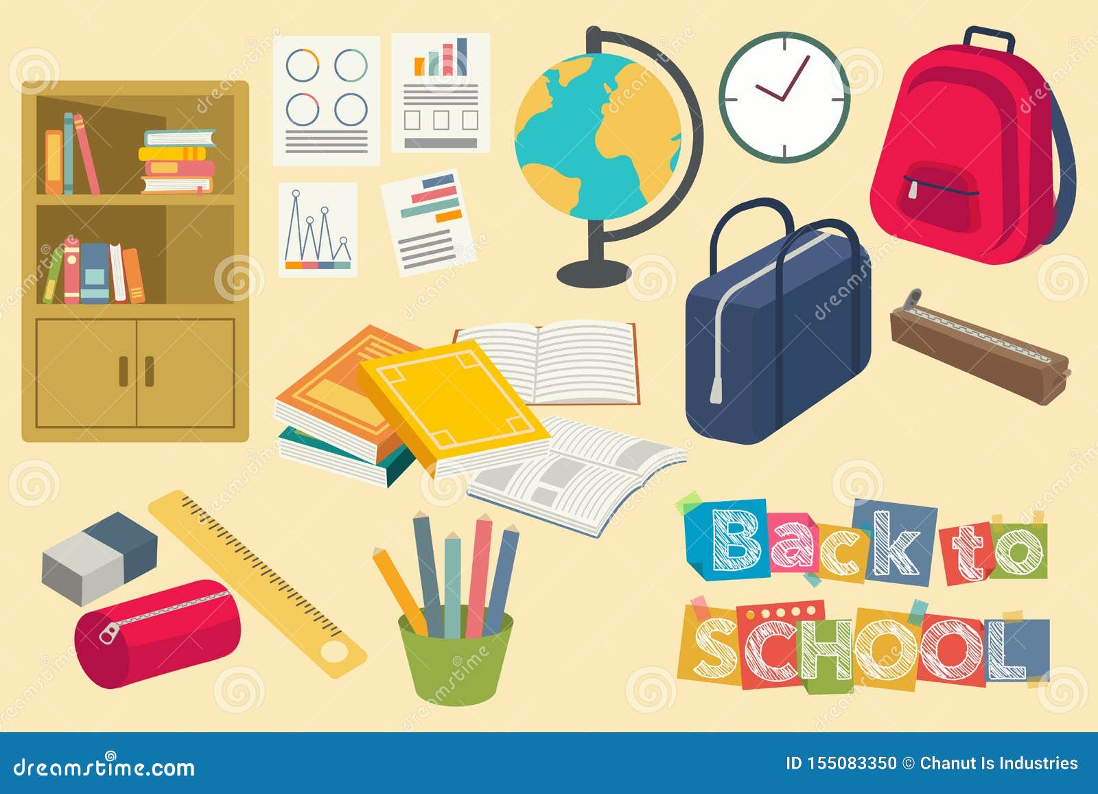 Back To School Object Vector Illustration Stock Vector - Illustration ...
