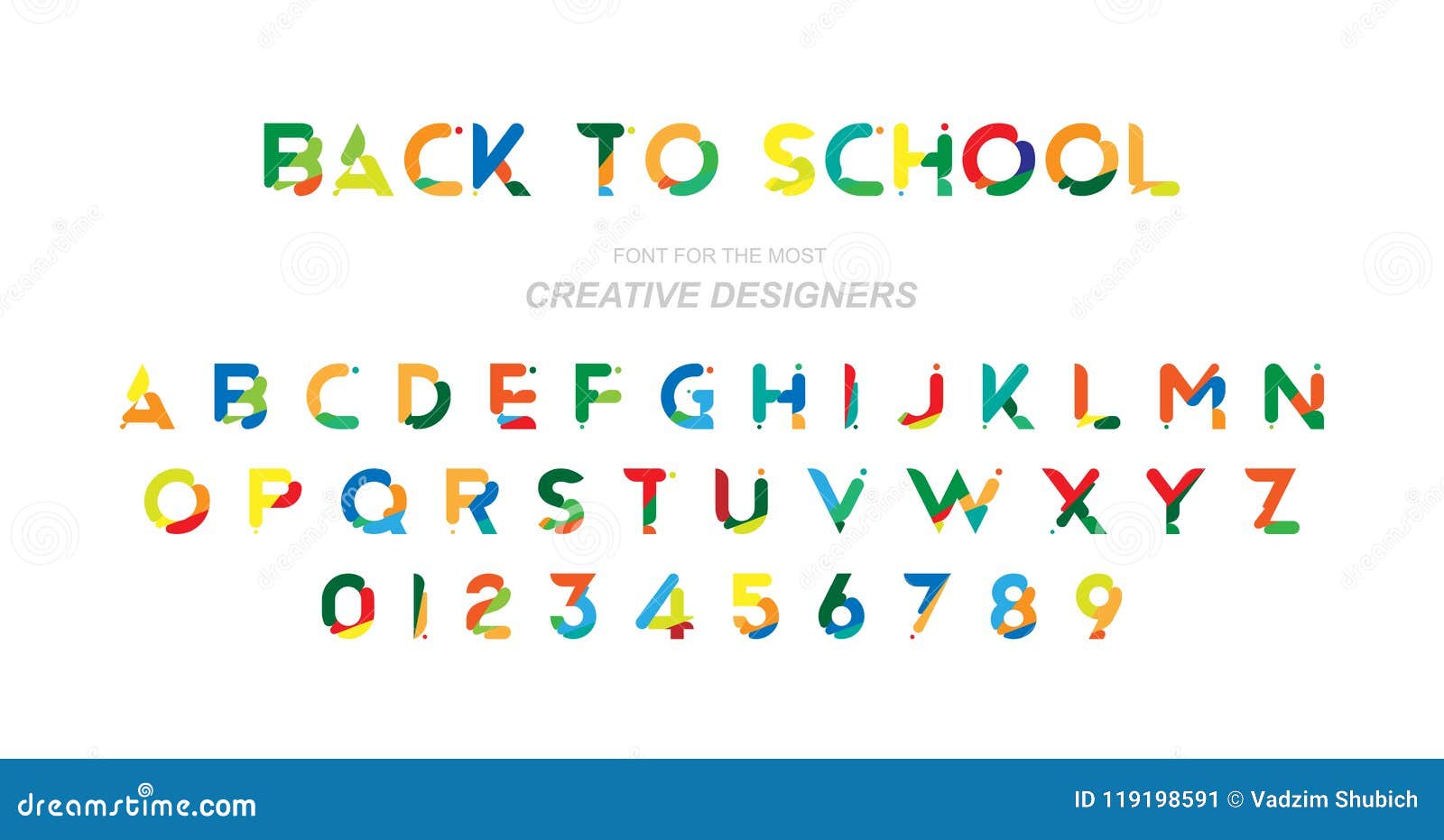 Back To School. Original Multicolor Font for Creative Design Template ...