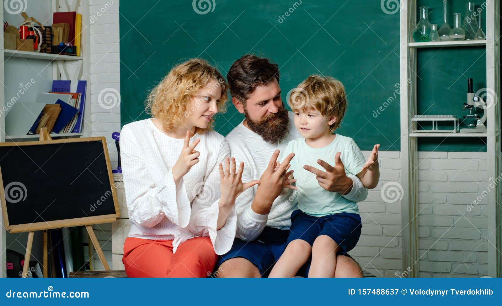 Back To School. Parents Feeling Proud on Progress of Son. Educational ...