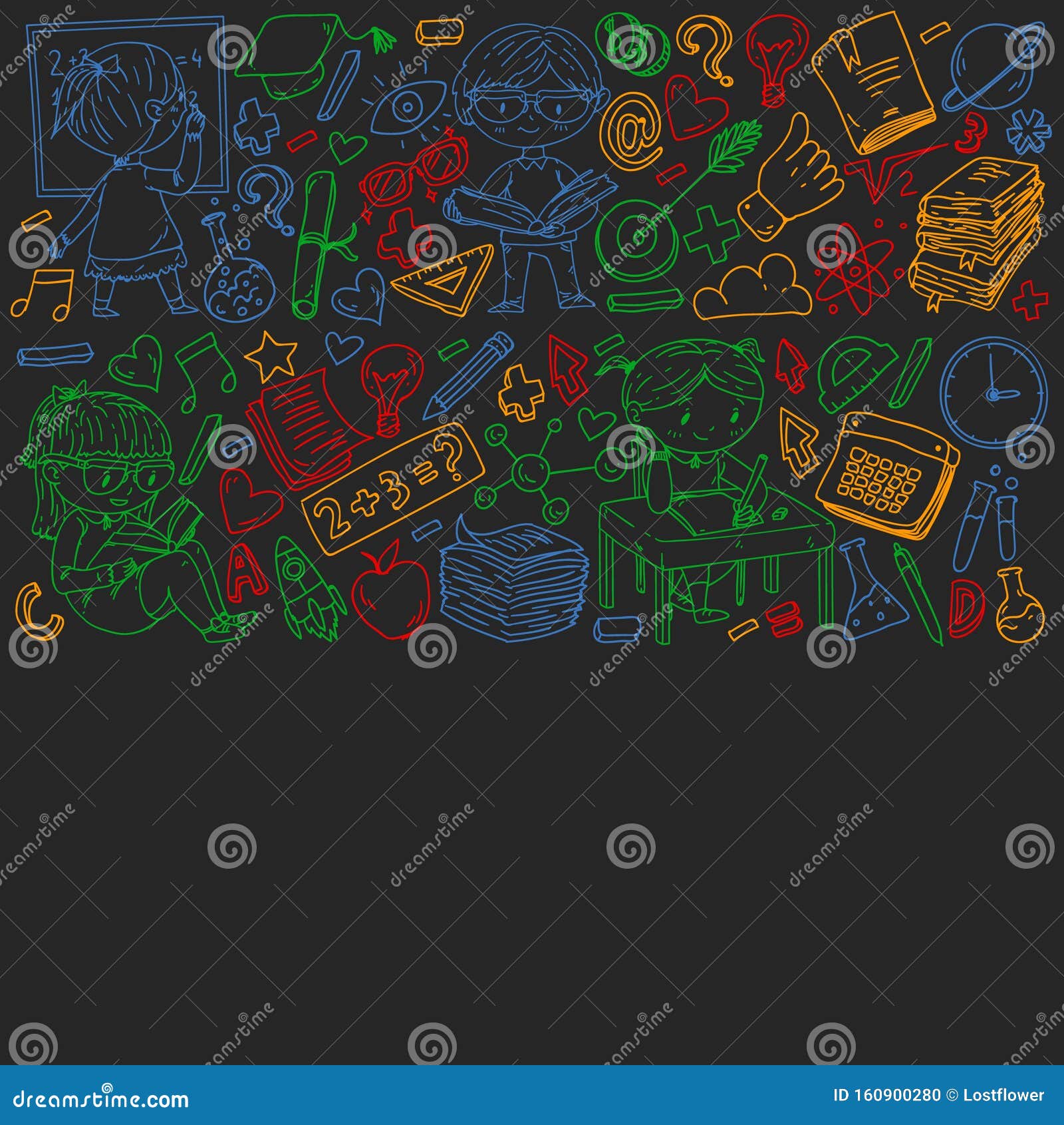 Back To School. Pattern with Books, Education Element and Little ...