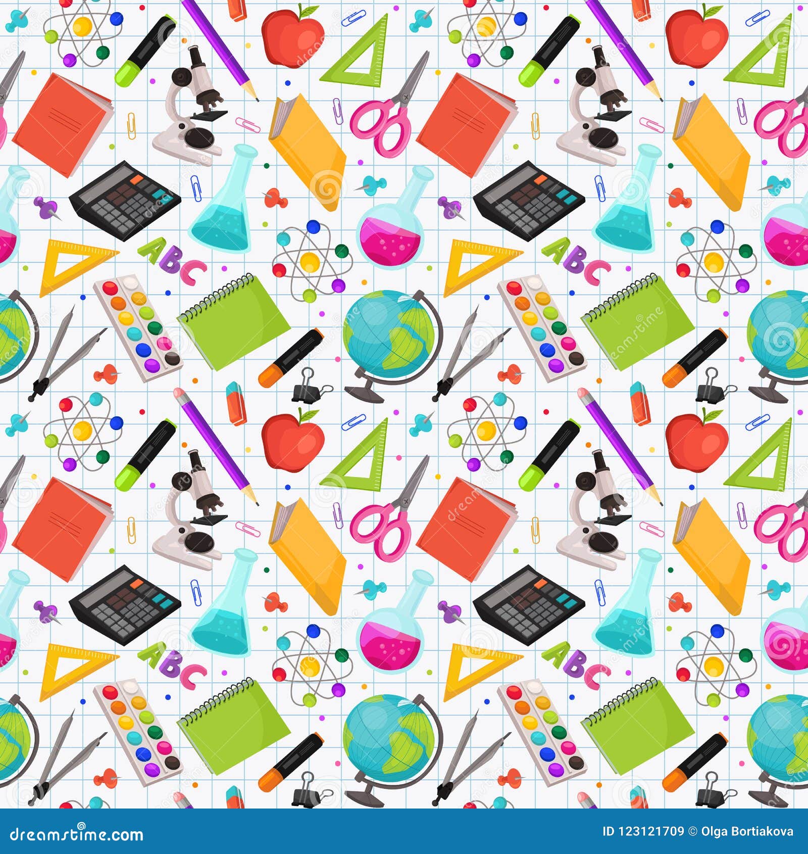 Back to school pattern stock vector. Illustration of paints - 123121709