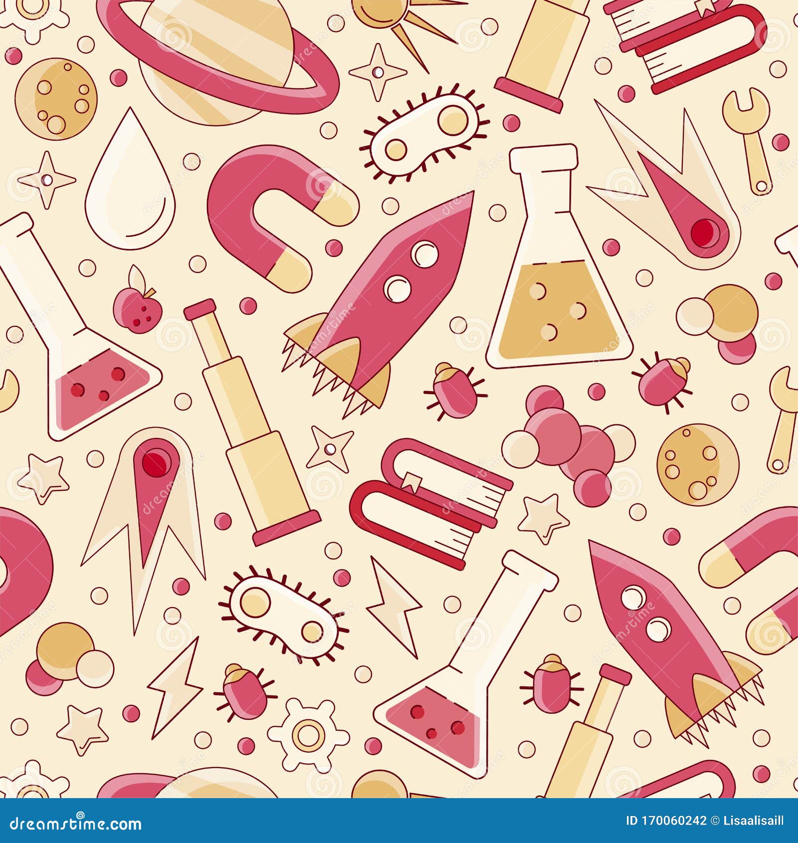 Back To School Pattern. Science Flat Seamless Pattern with Scientific ...