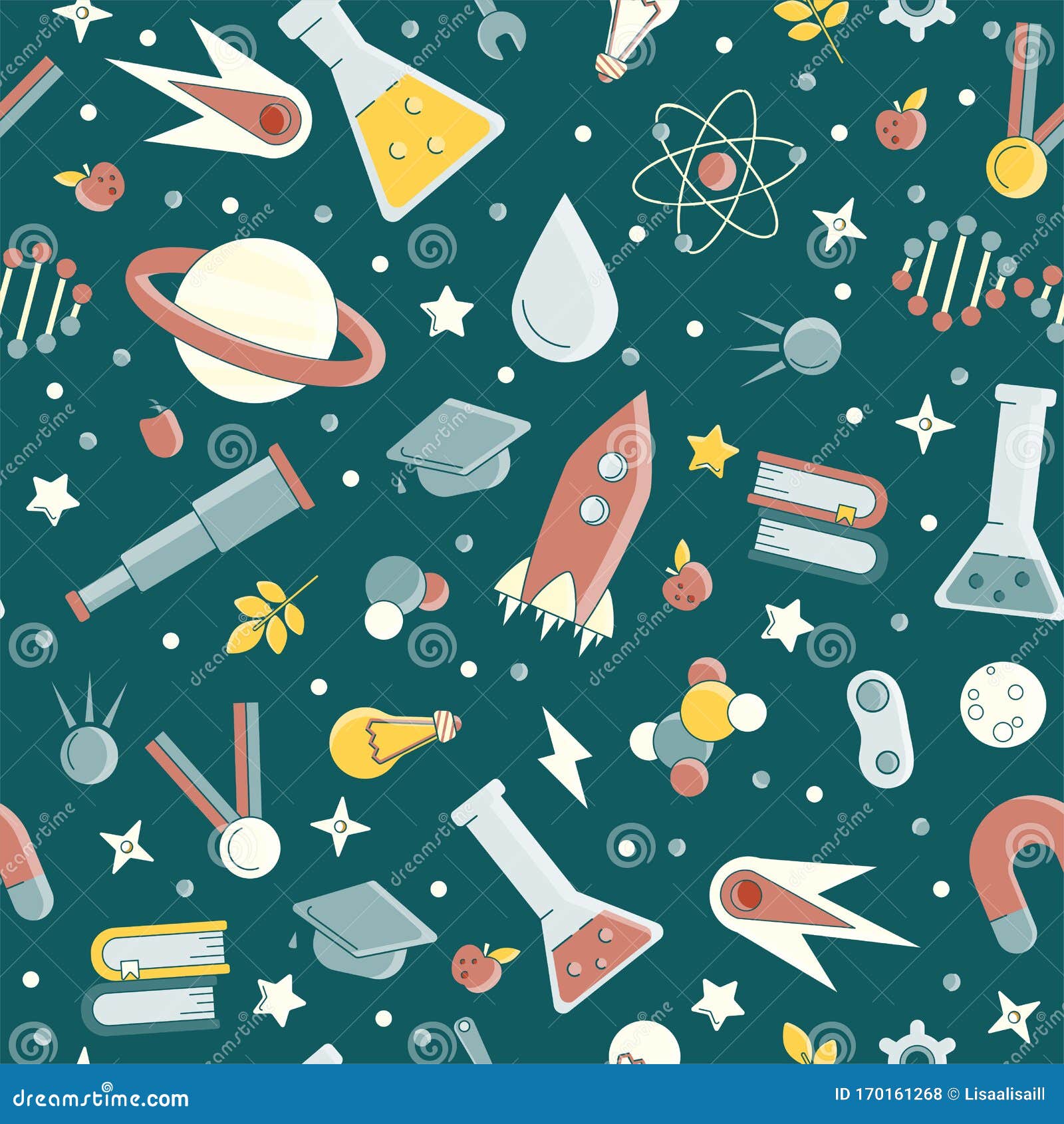 Back To School Pattern. Science Flat Seamless Pattern with Scientific ...