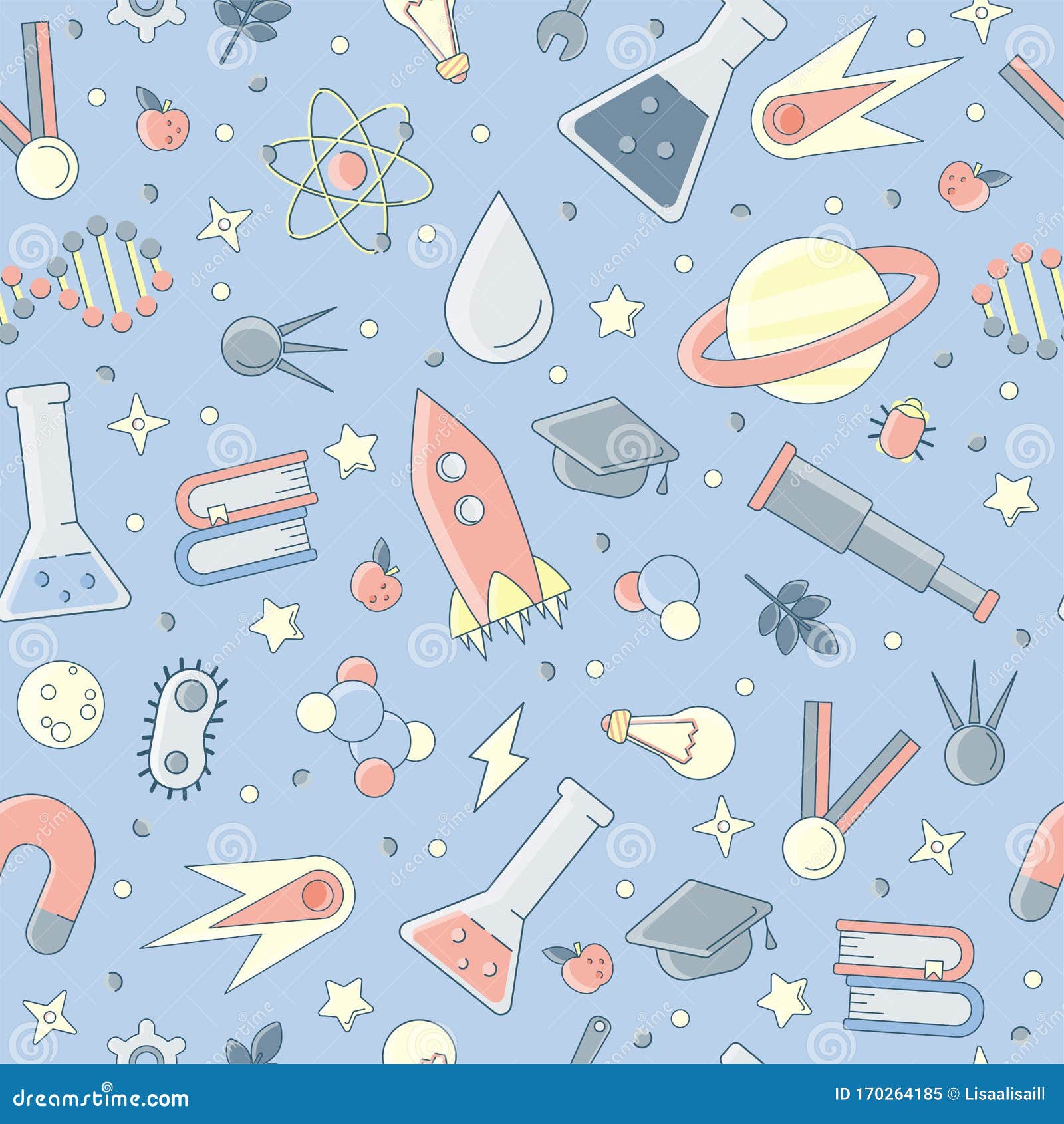 Back To School Pattern. Science Flat Seamless Pattern with Scientific ...