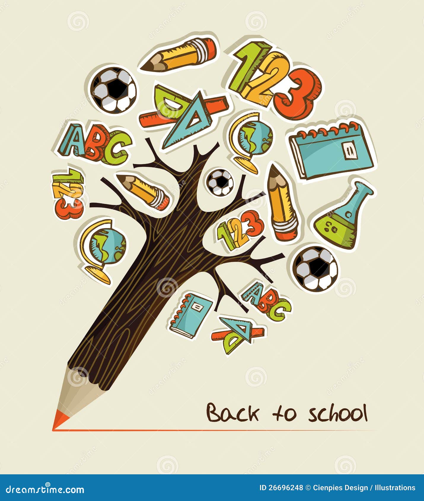 Back to School pencil tree stock vector. Illustration of geography ...