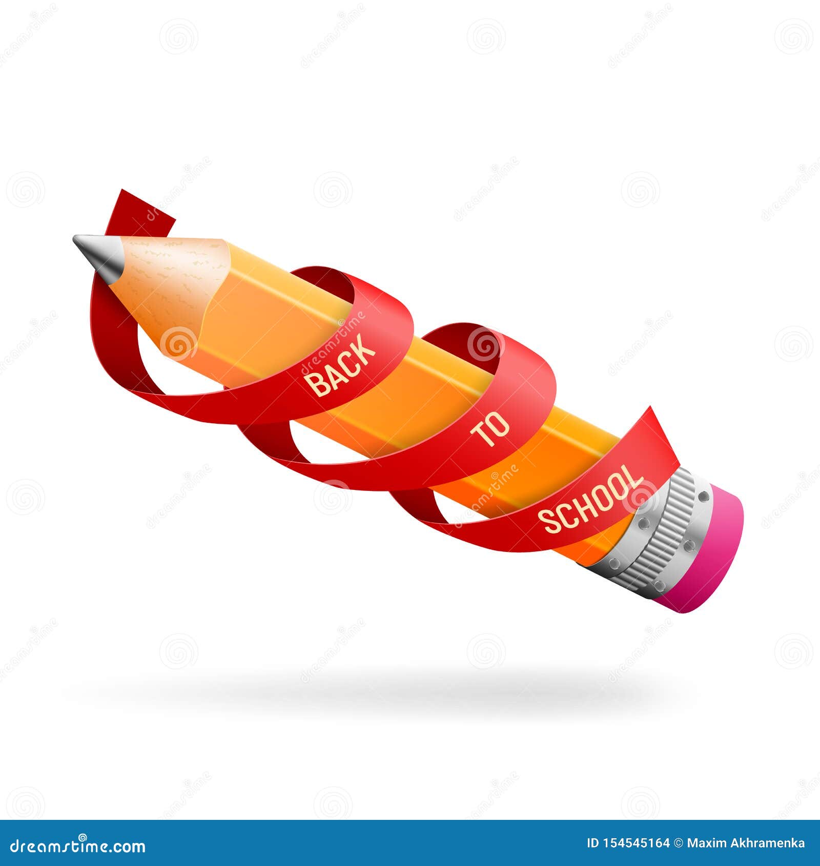 Back To School. Pencil Wrapped in Red Ribbon Stock Illustration ...