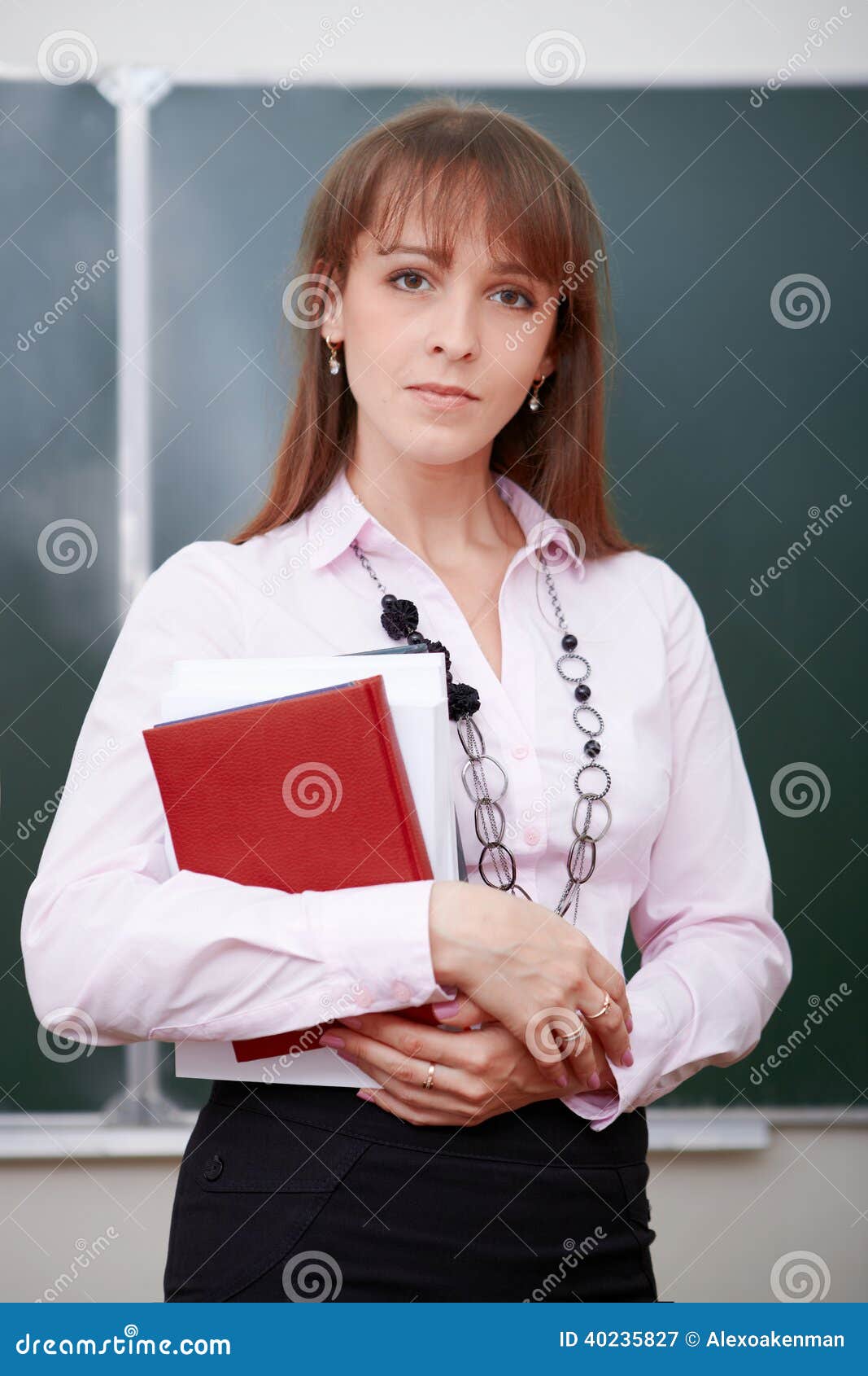 Back To School. Portrait of Teacher. Stock Image - Image of book, note ...