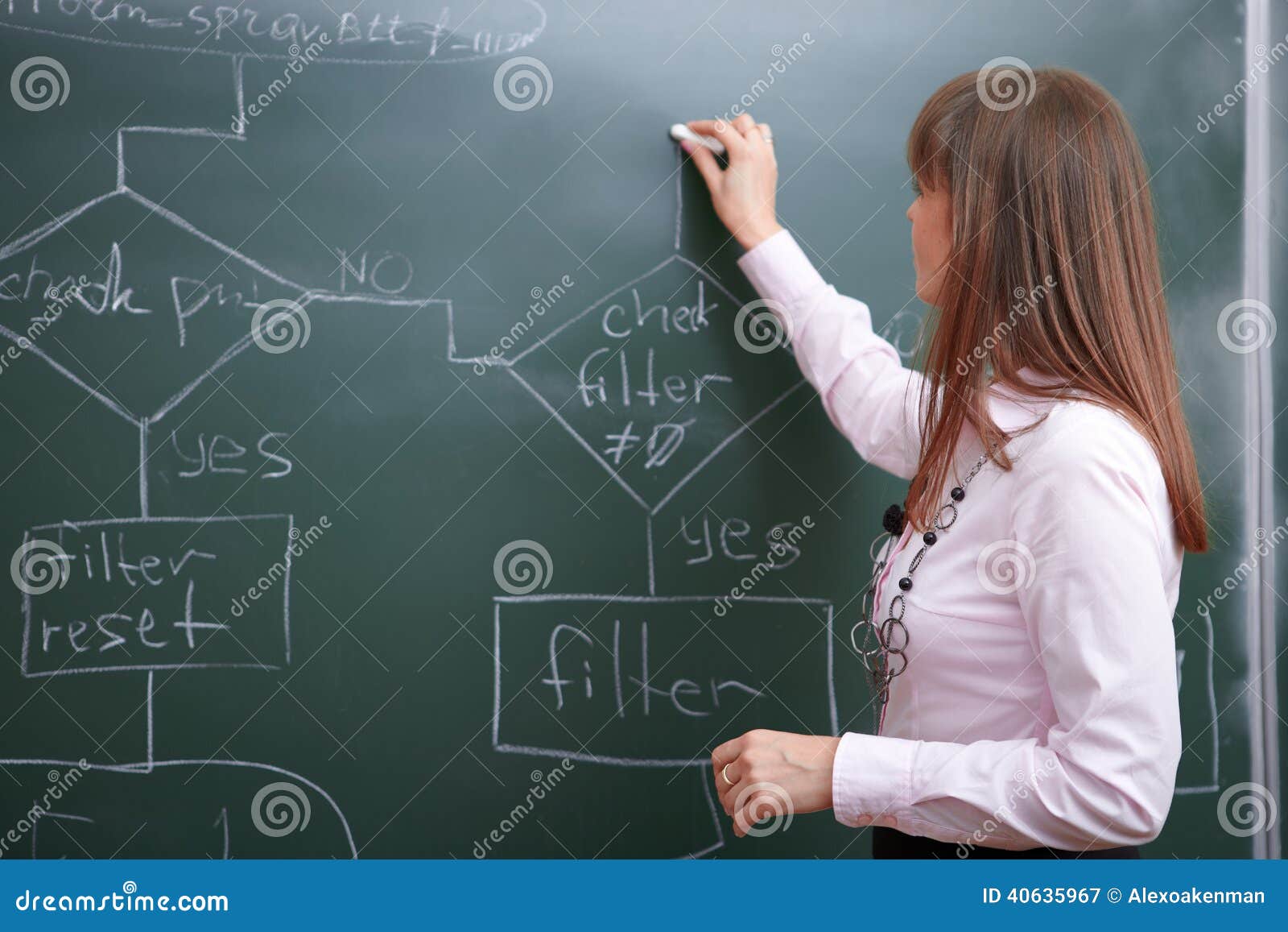 Back To School. Portrait of Teacher with Chalk. Stock Image - Image of ...