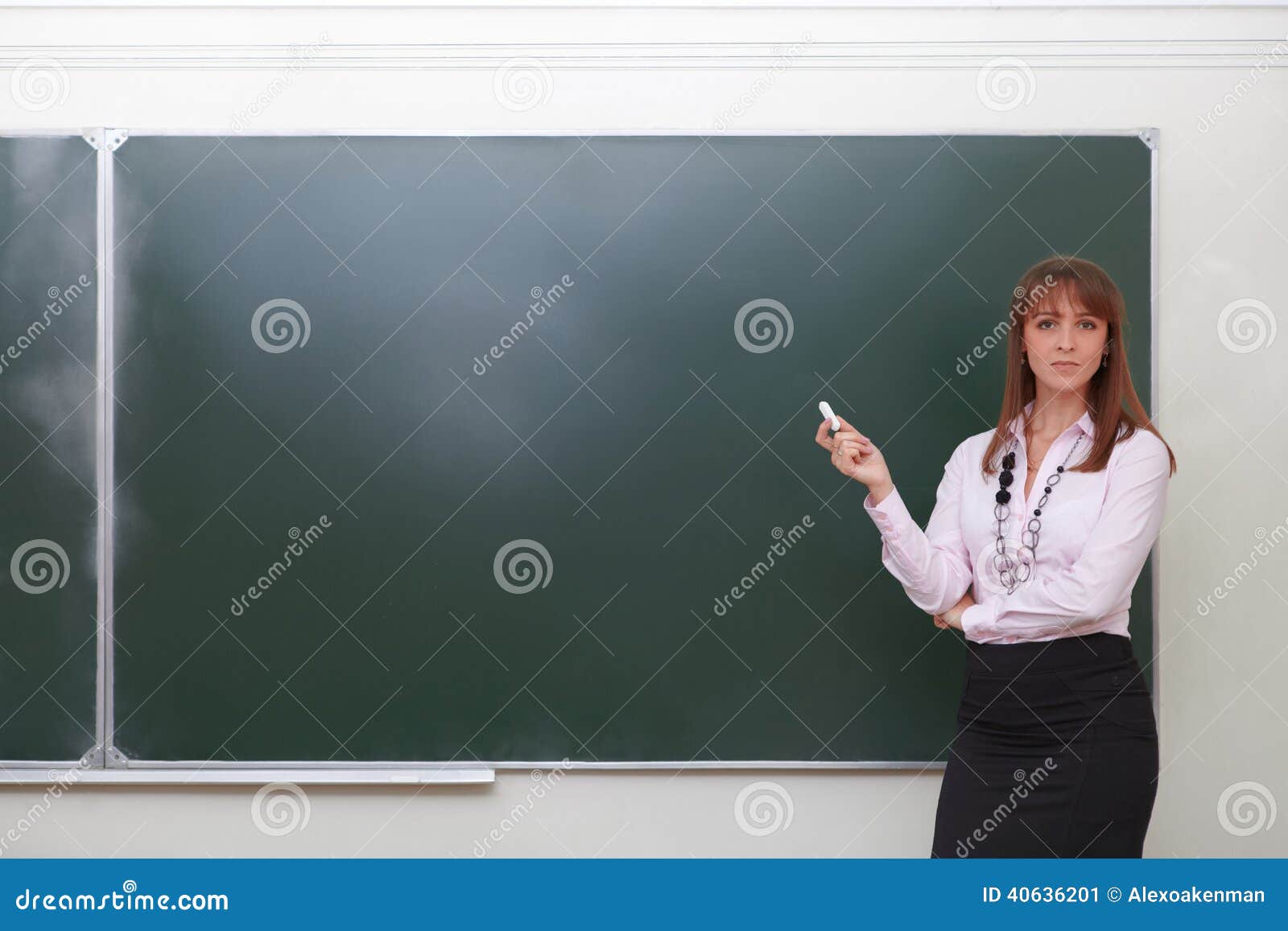Back To School. Portrait of Teacher with Chalk. Stock Image - Image of ...