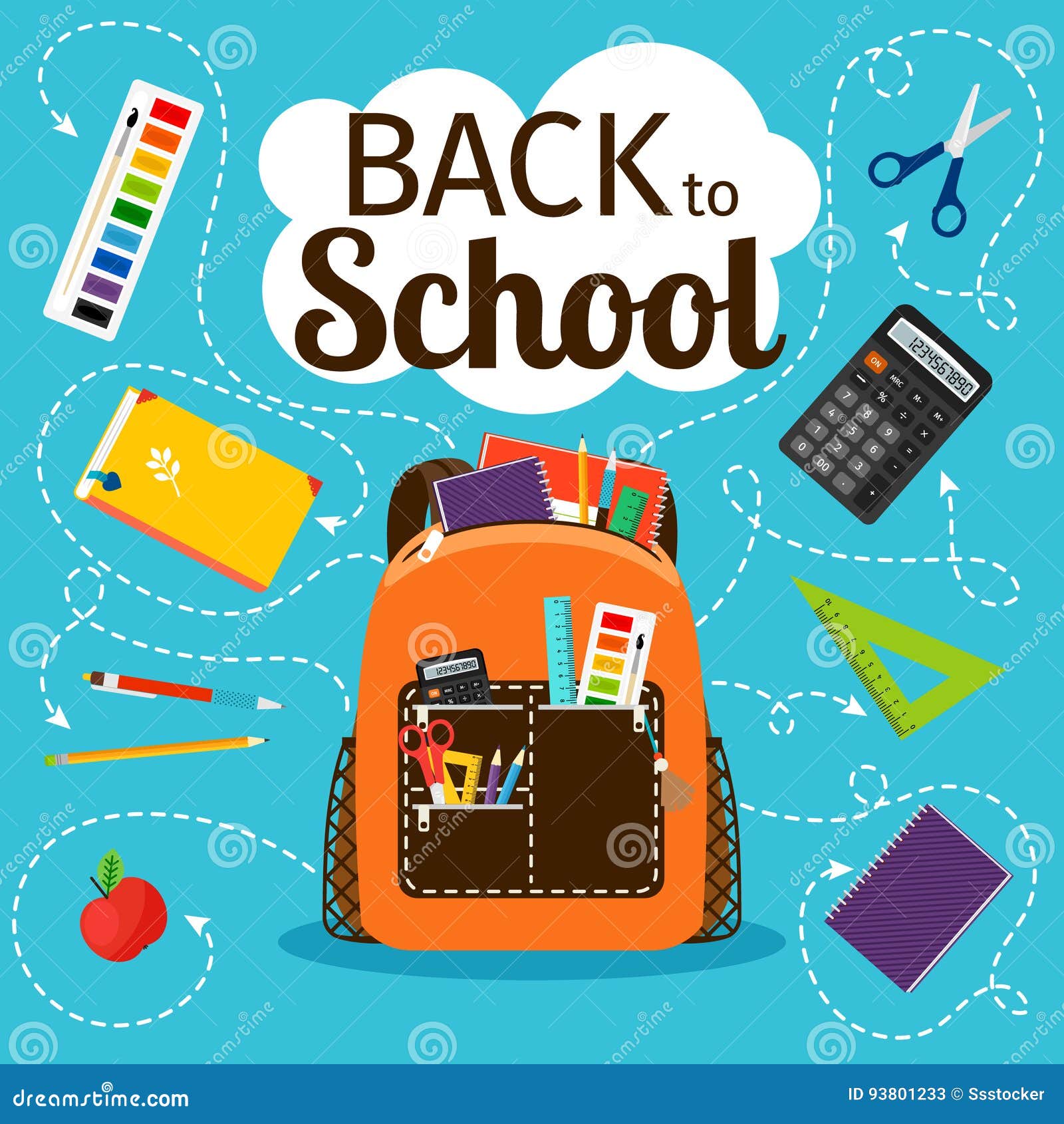 Back To School Poster with Backpack Stock Vector - Illustration of ...