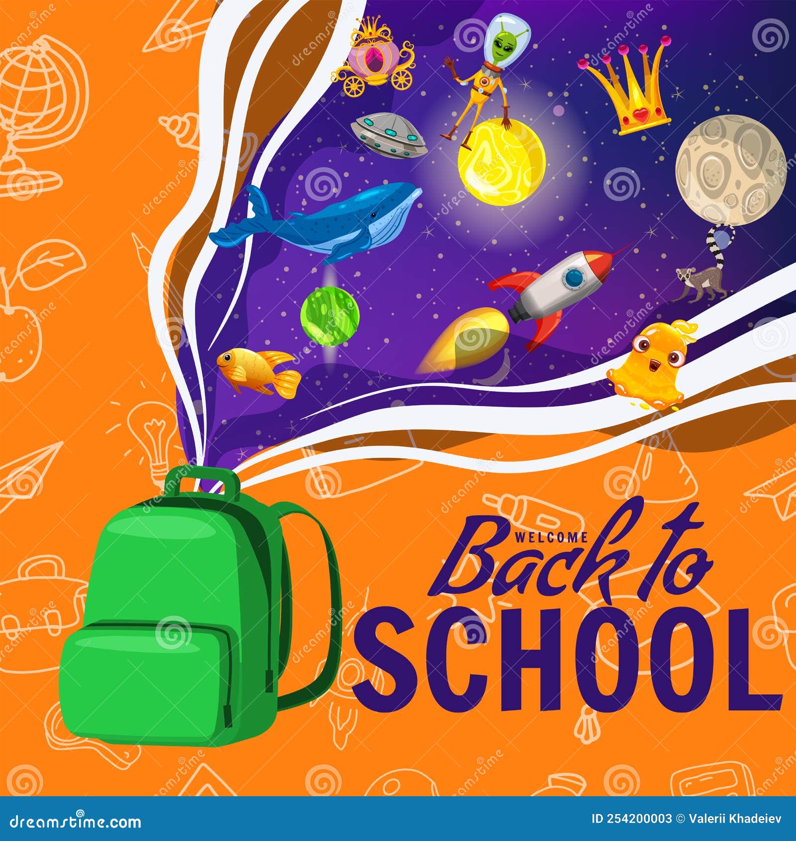 Back To School Poster Backpack, Space Imagination, Creative Concept ...
