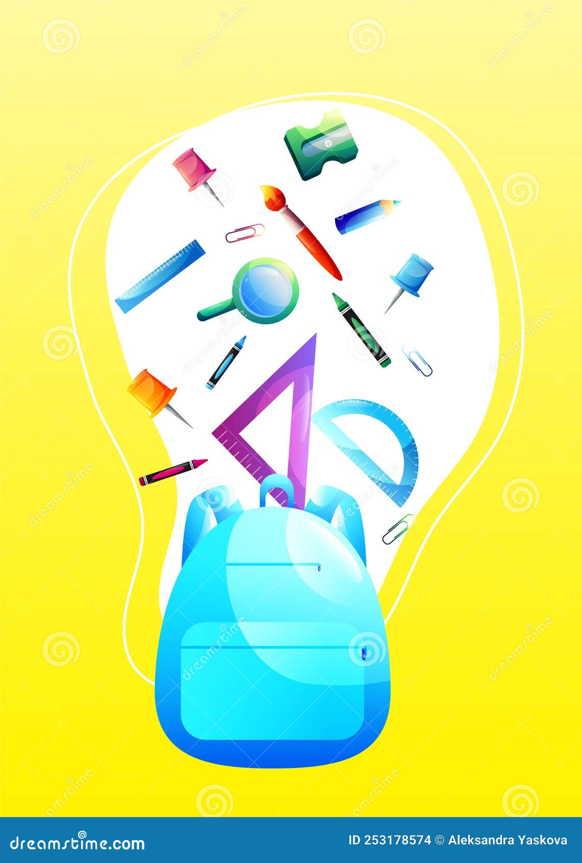 Back To School Poster with Backpack and School Supplies. Vector ...