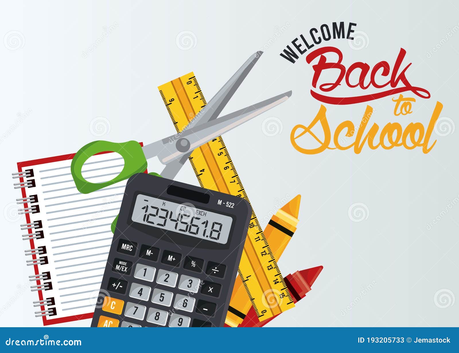 Back To School Poster with Calculator and Items Stock Vector ...
