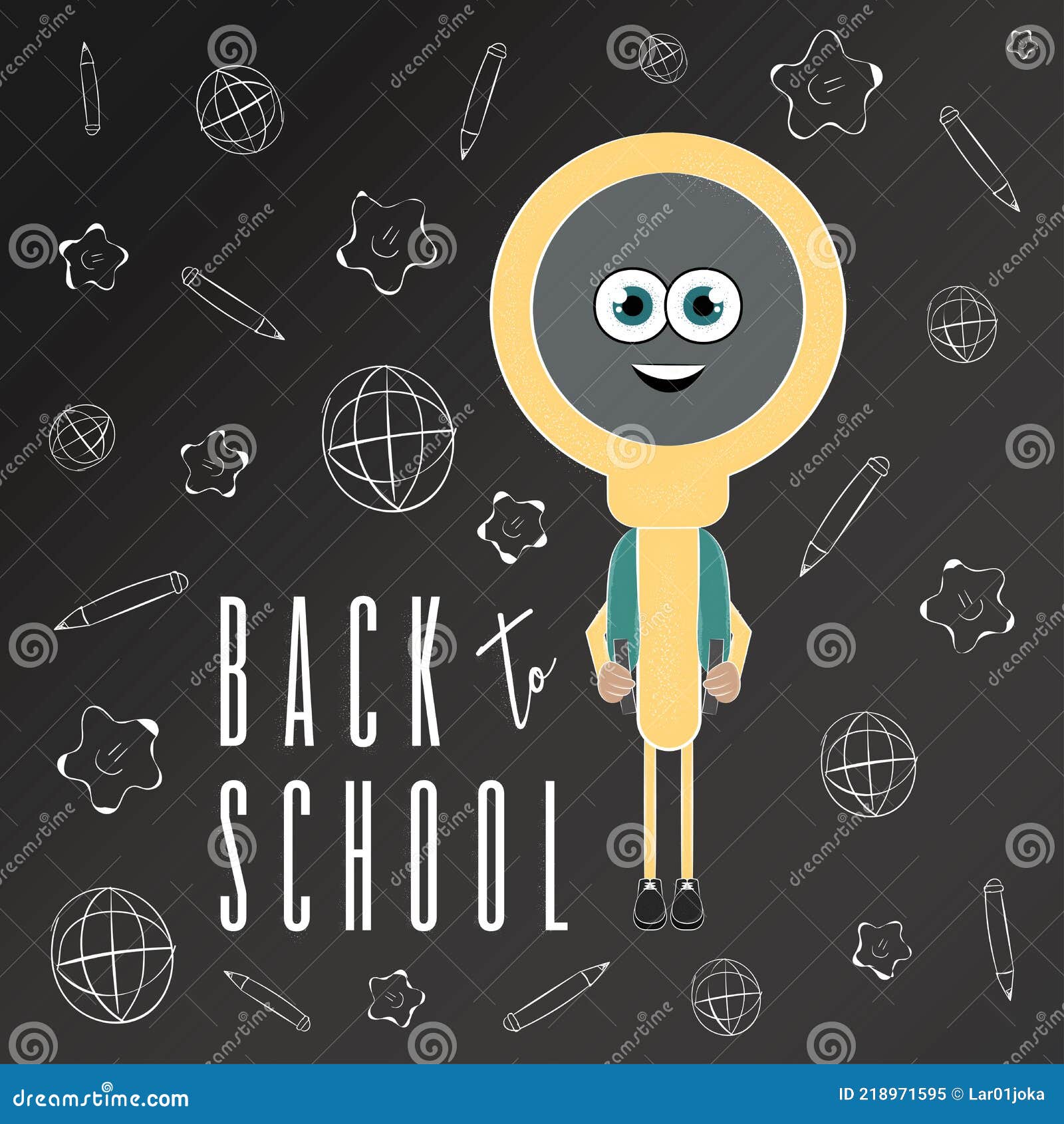 Back To School Poster with a Happy Magnifying Glass Stock Vector ...