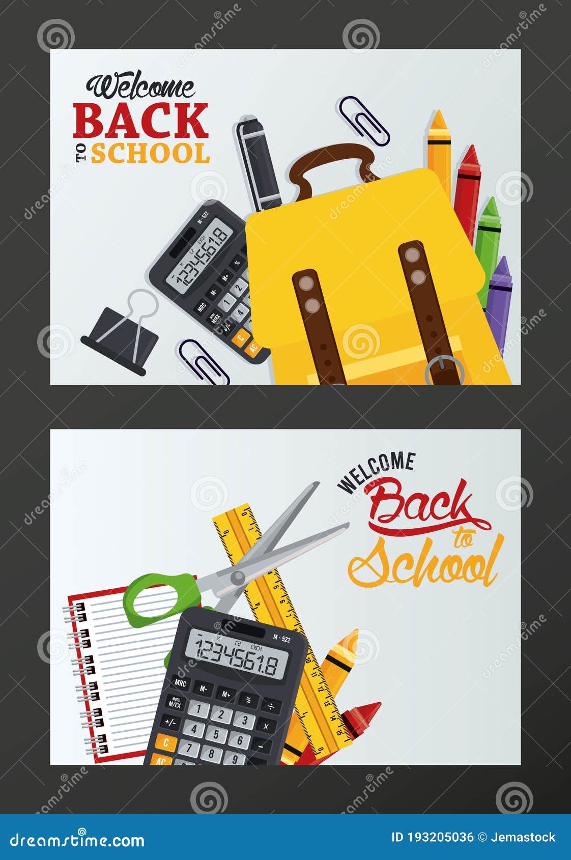 Back To School Poster with Set Supplies Frames Stock Vector ...