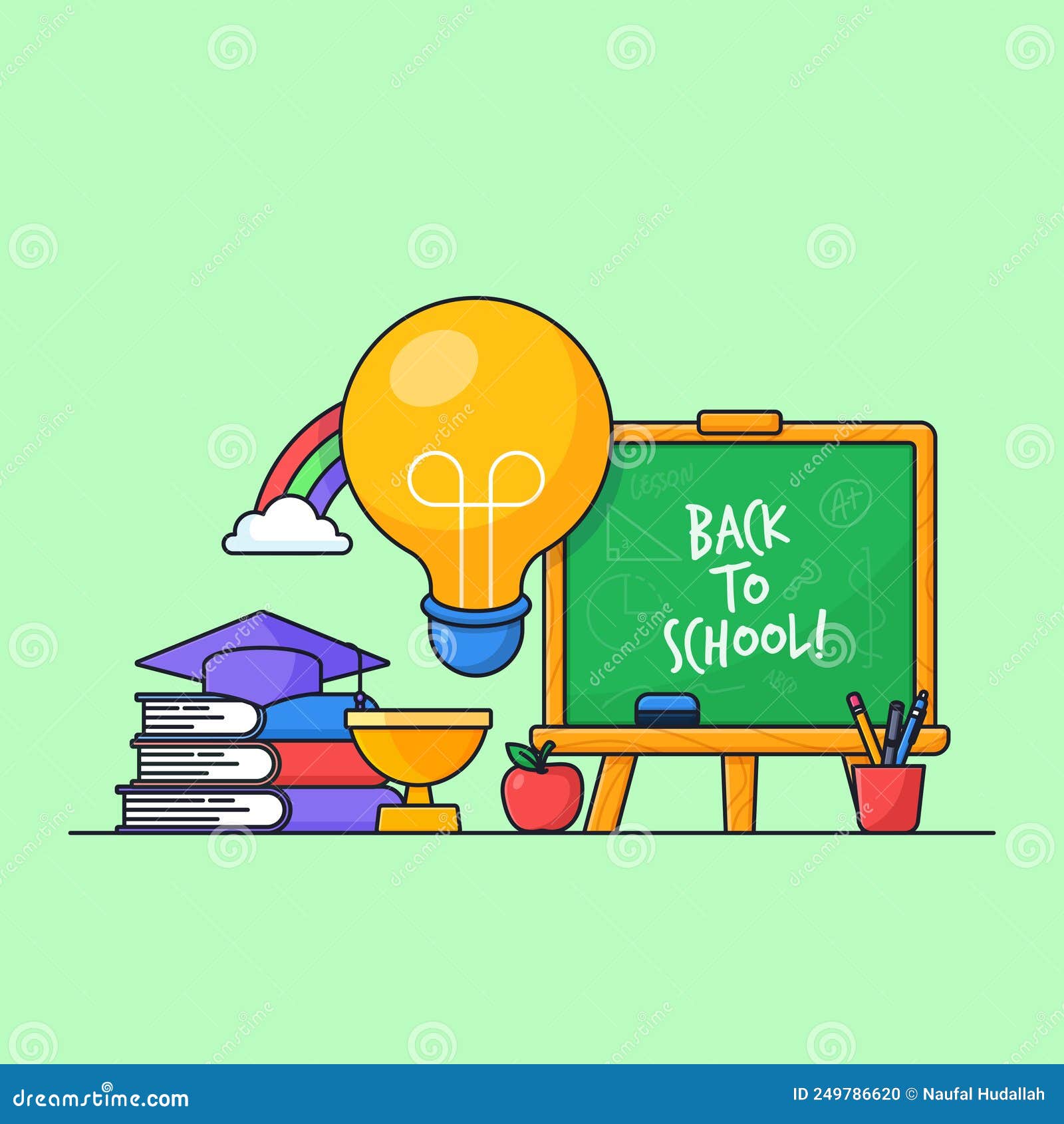 Back To School Poster Visual Element Vector Design with Set of Student ...