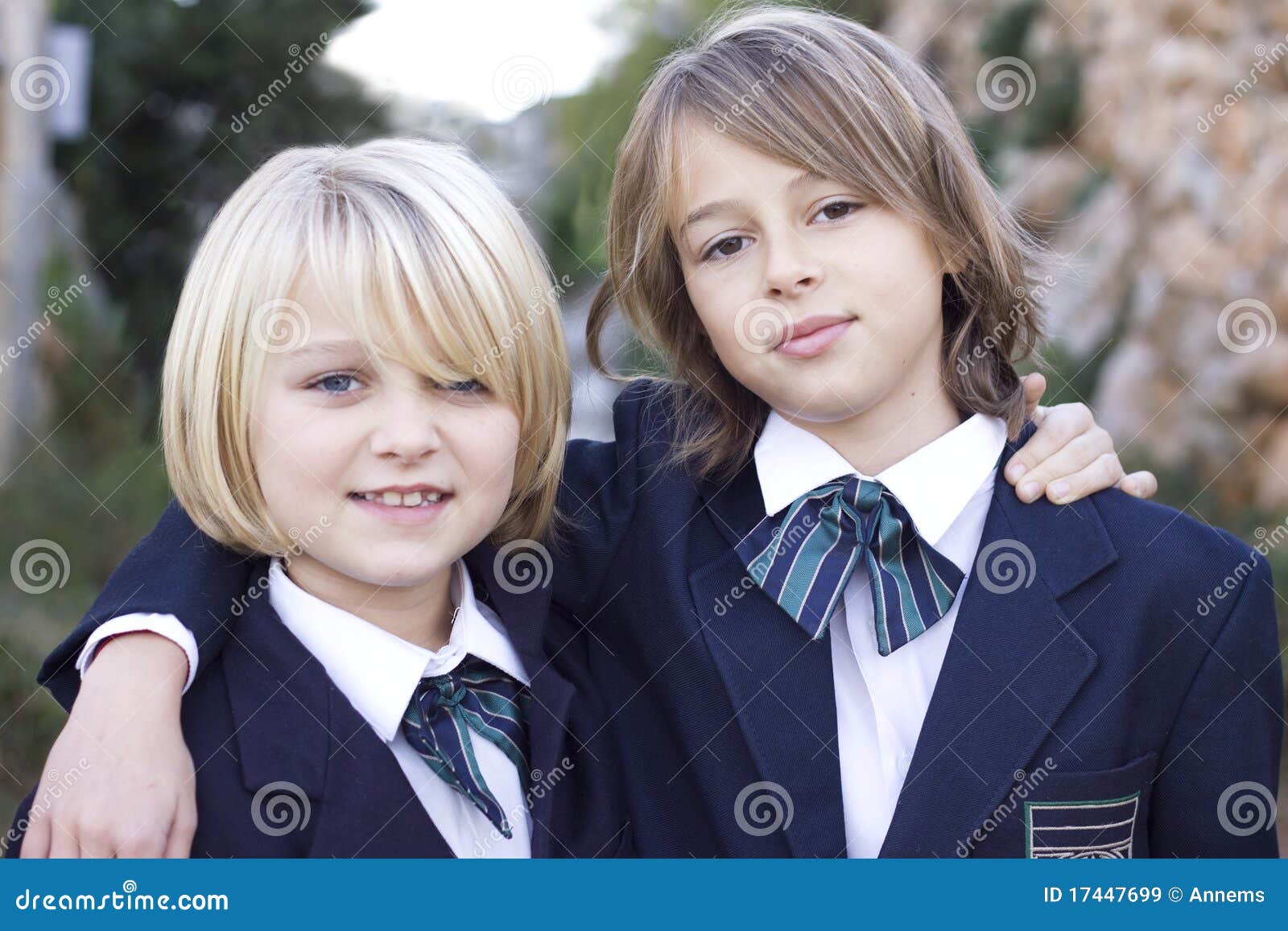Back To School in School Uniform Stock Image - Image of friends ...