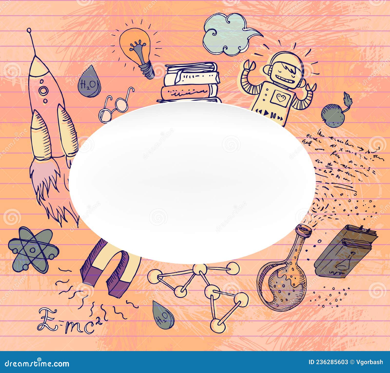 Back To School: Science Lab Objects Doodle Vintage Style Sketches ...