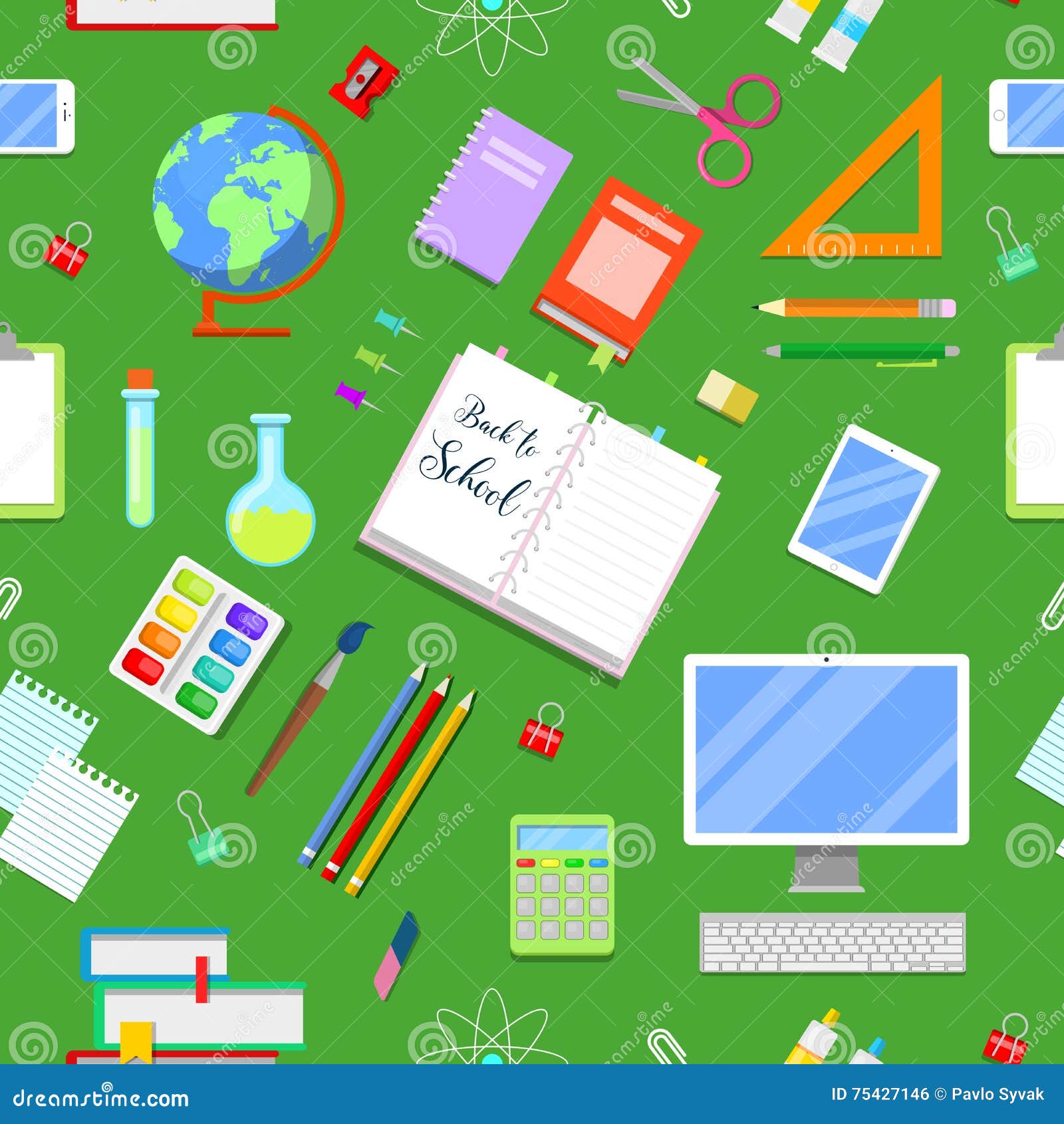 Back To School Seamless Background with Education Icons Stock Vector ...