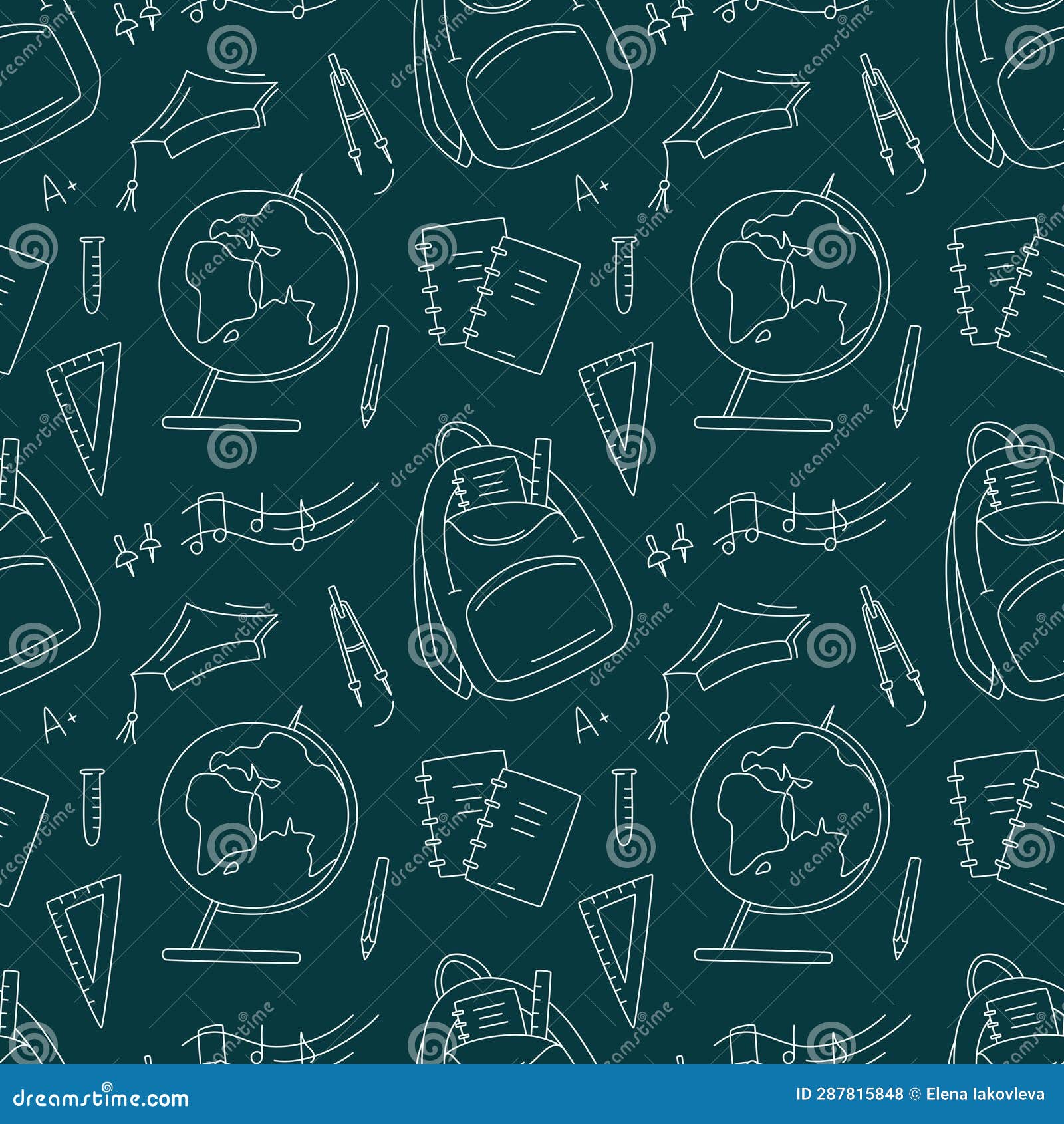 Back To School Seamless Pattern with Backpack, Globe, Graduation Hat ...