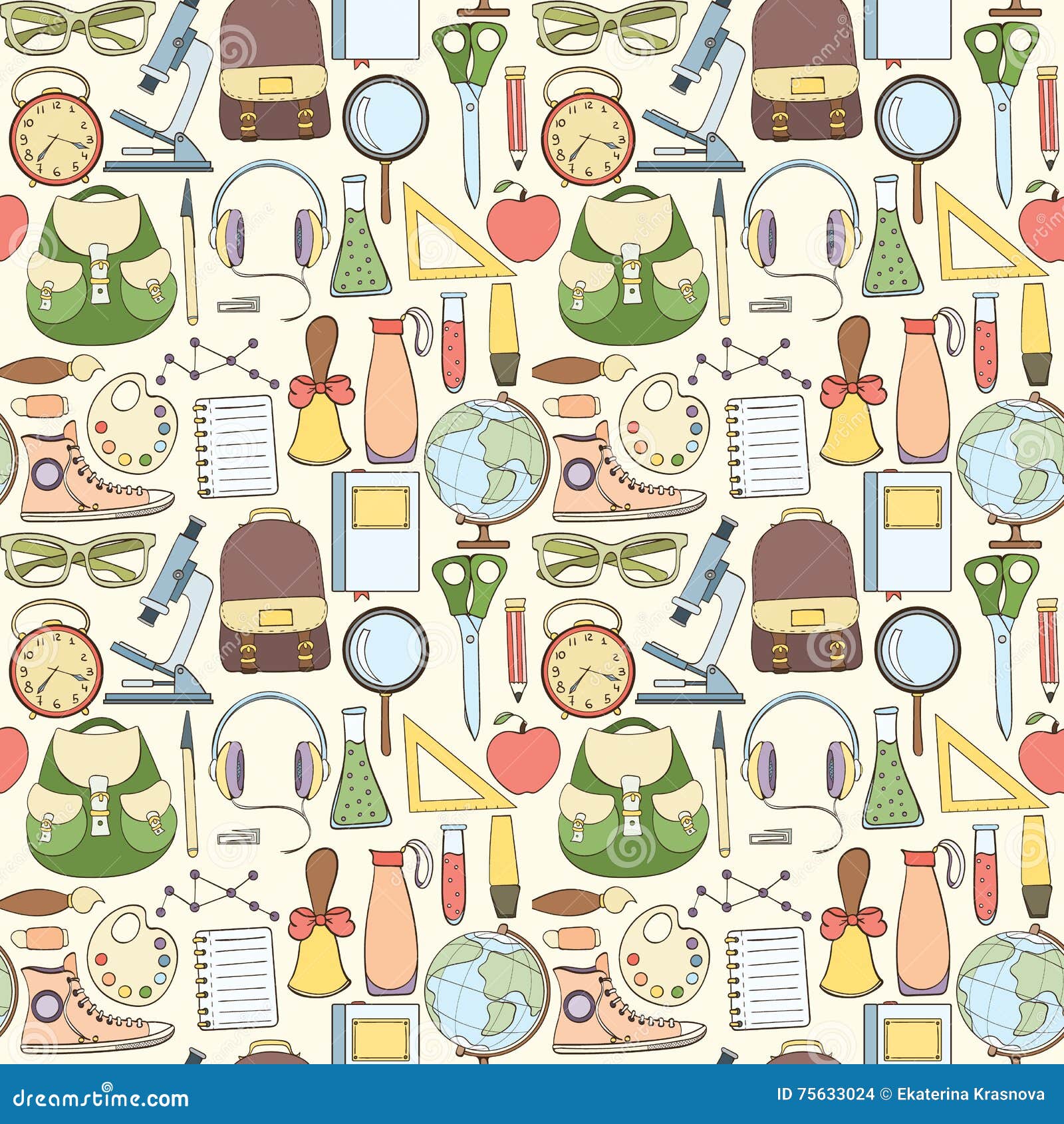 Back To School Seamless Pattern Stock Vector - Illustration of icon ...