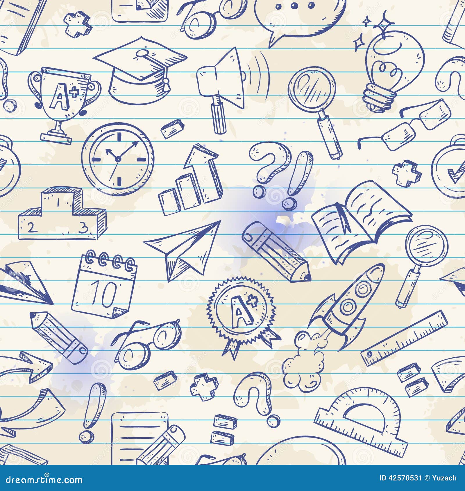 Back To School Seamless Pattern on a Exercise Book Stock Vector ...