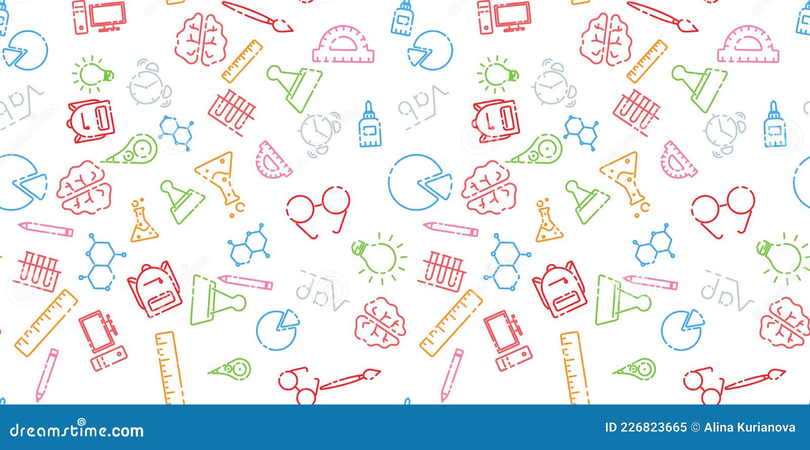 Back To School Seamless Pattern. Learning Concept. Background with ...