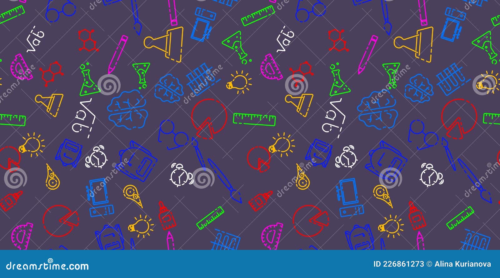 Back To School Seamless Pattern. Learning Concept. Background with ...