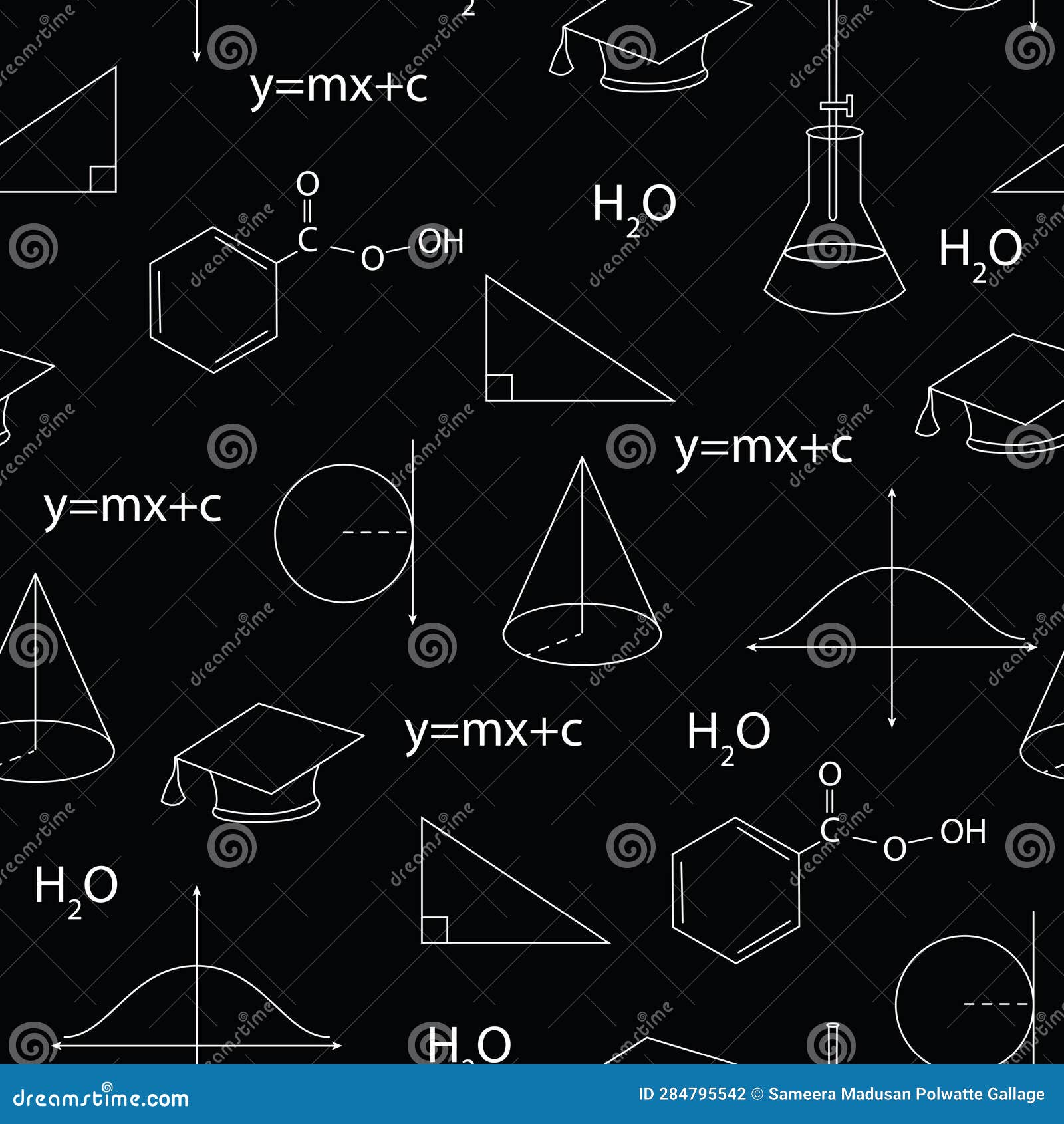 Back To School Seamless Pattern from Science Objects Stock Illustration ...