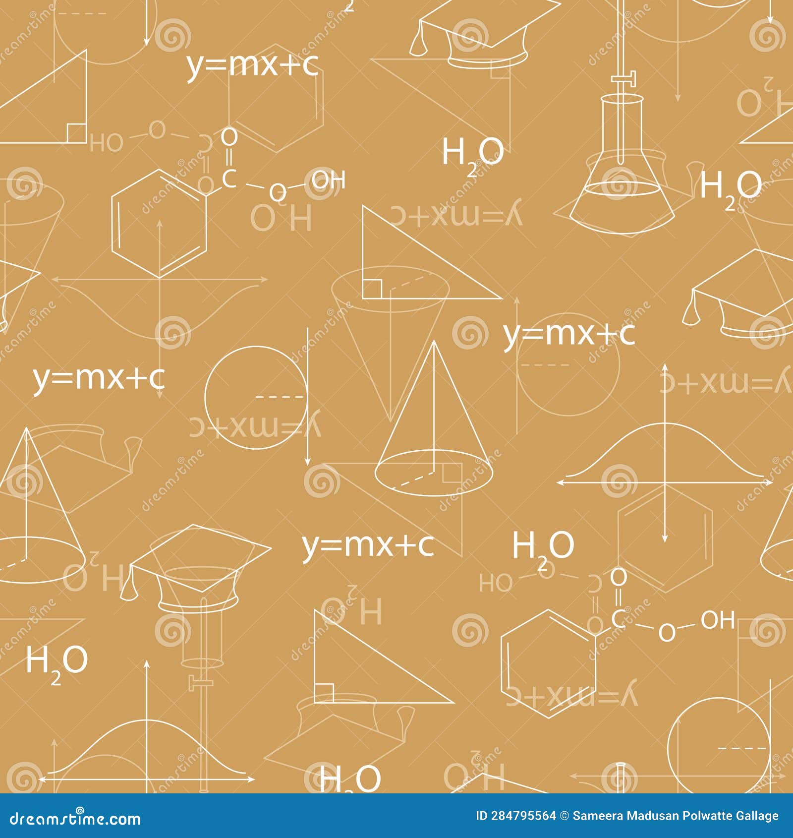 Back To School Seamless Pattern from Science Objects Stock Illustration ...