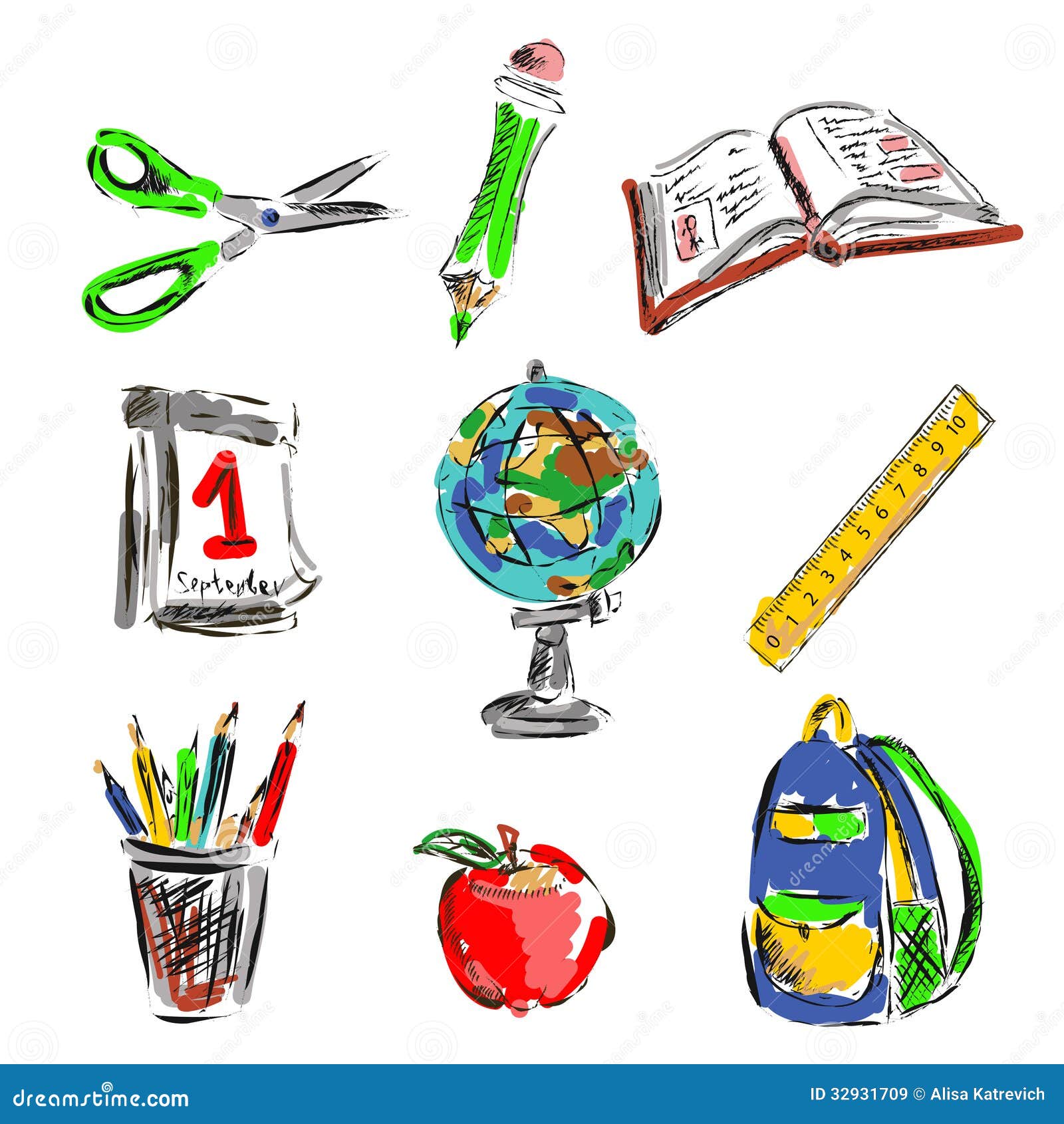 Back to school set stock vector. Illustration of object - 32931709