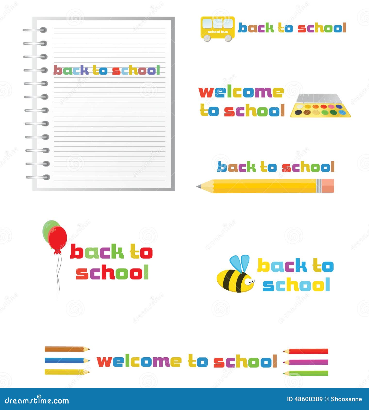Back To School, Set of Signs, Vector. Stock Vector - Illustration of ...