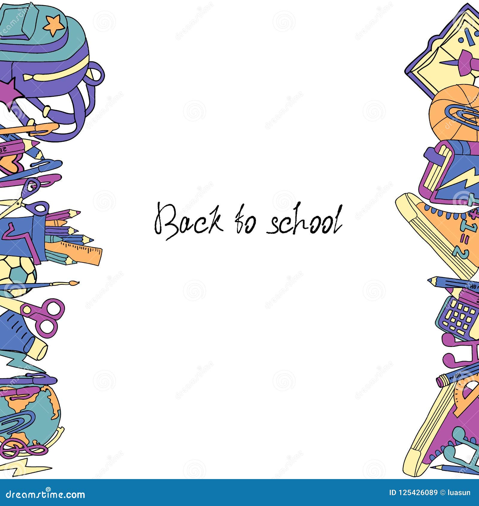 Back To School Set of Study Supplies Frame Stock Vector - Illustration ...