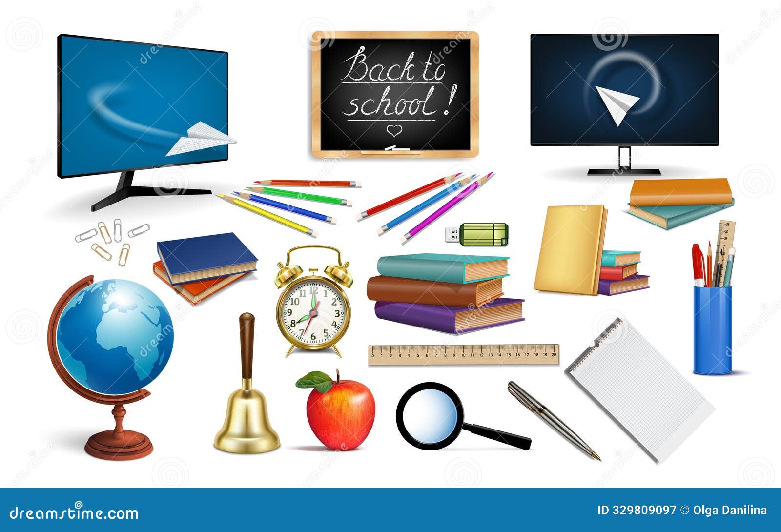 Back To School Set of Supplies and Objects for Education in 3D ...