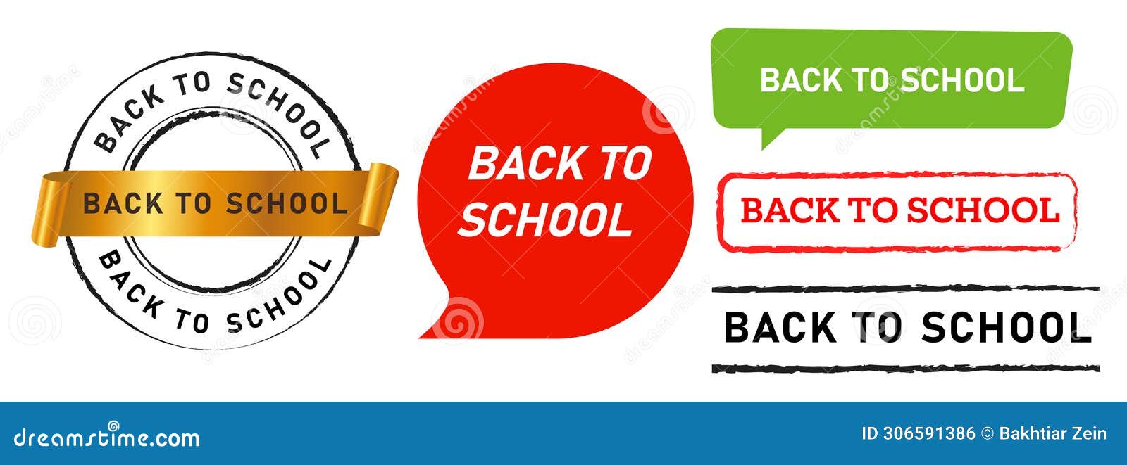 Back To School Stamp and Speech Bubble Label Sticker Element Student ...