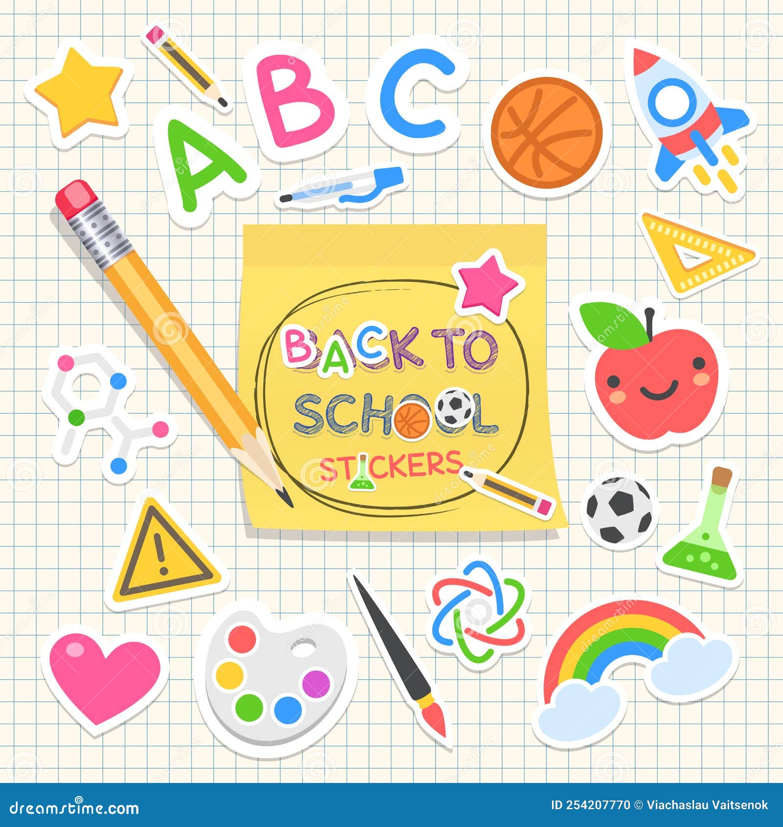 Back To School Stickers Set Stock Vector - Illustration of stationery ...