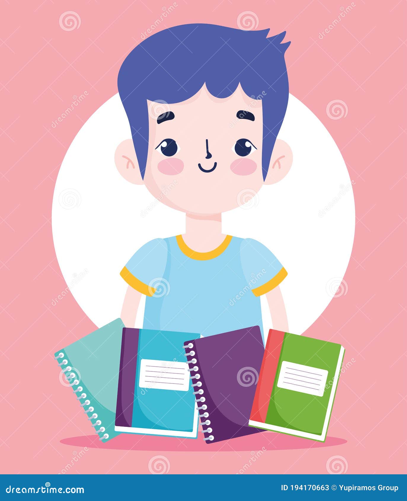 Back To School, Student Boy Books and Notebooks Elementary Education ...